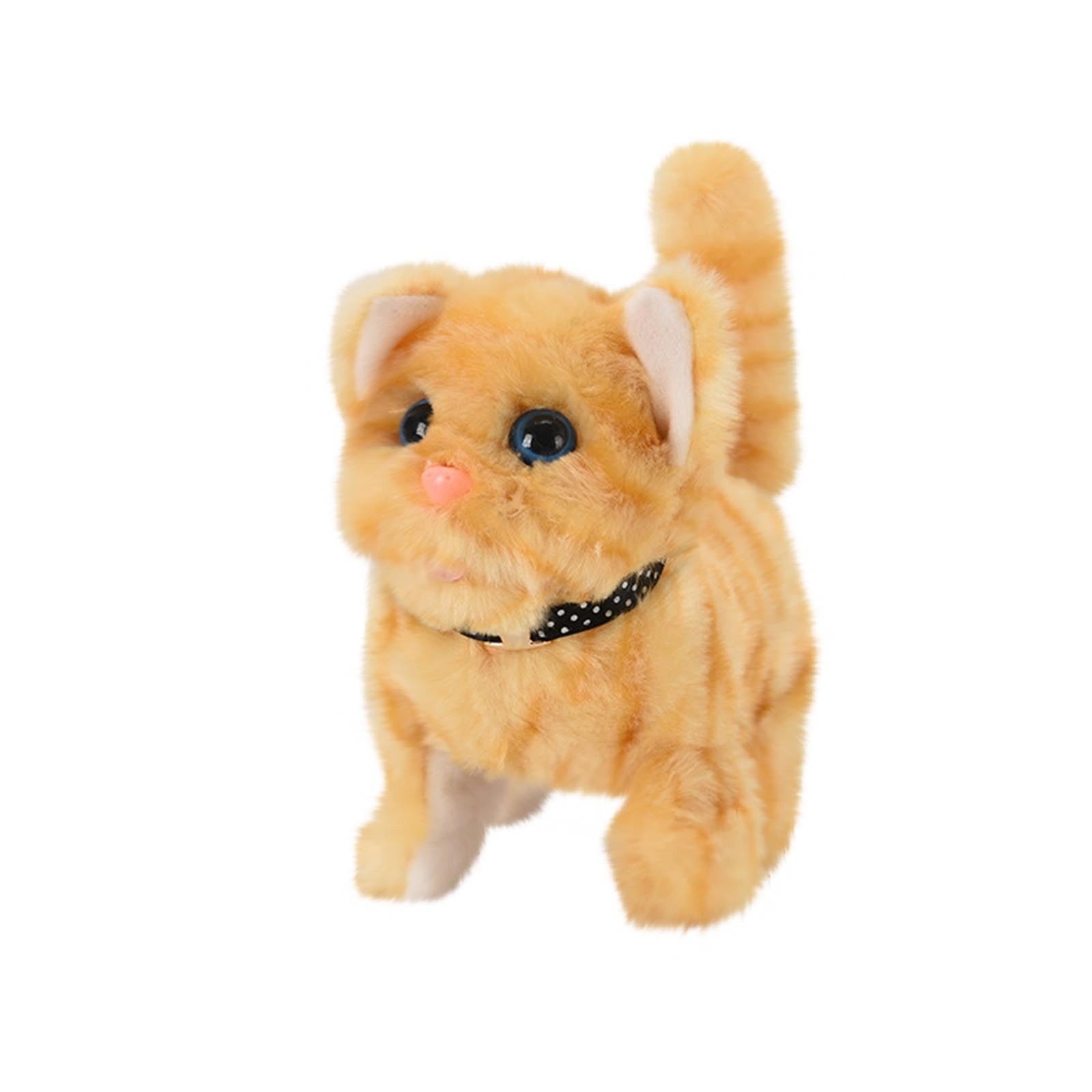Yellow Fluffy Electronic Walking Cat Toy Moving Meowing Pet Companion ...