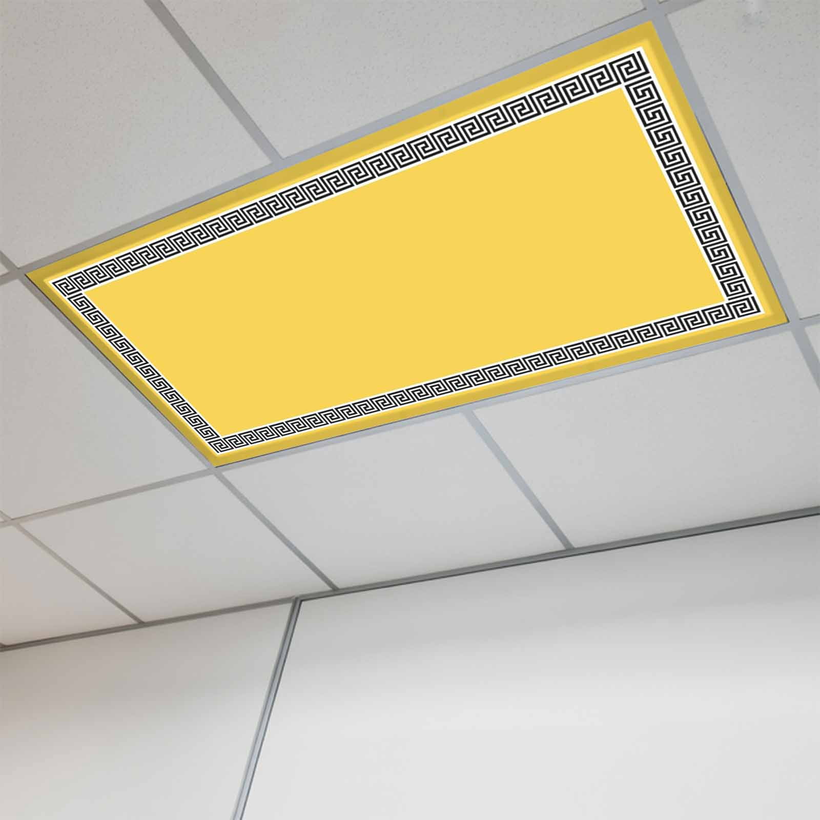 Yellow Fluorescent Light Covers, Black White Modern Geometric Abstract ...