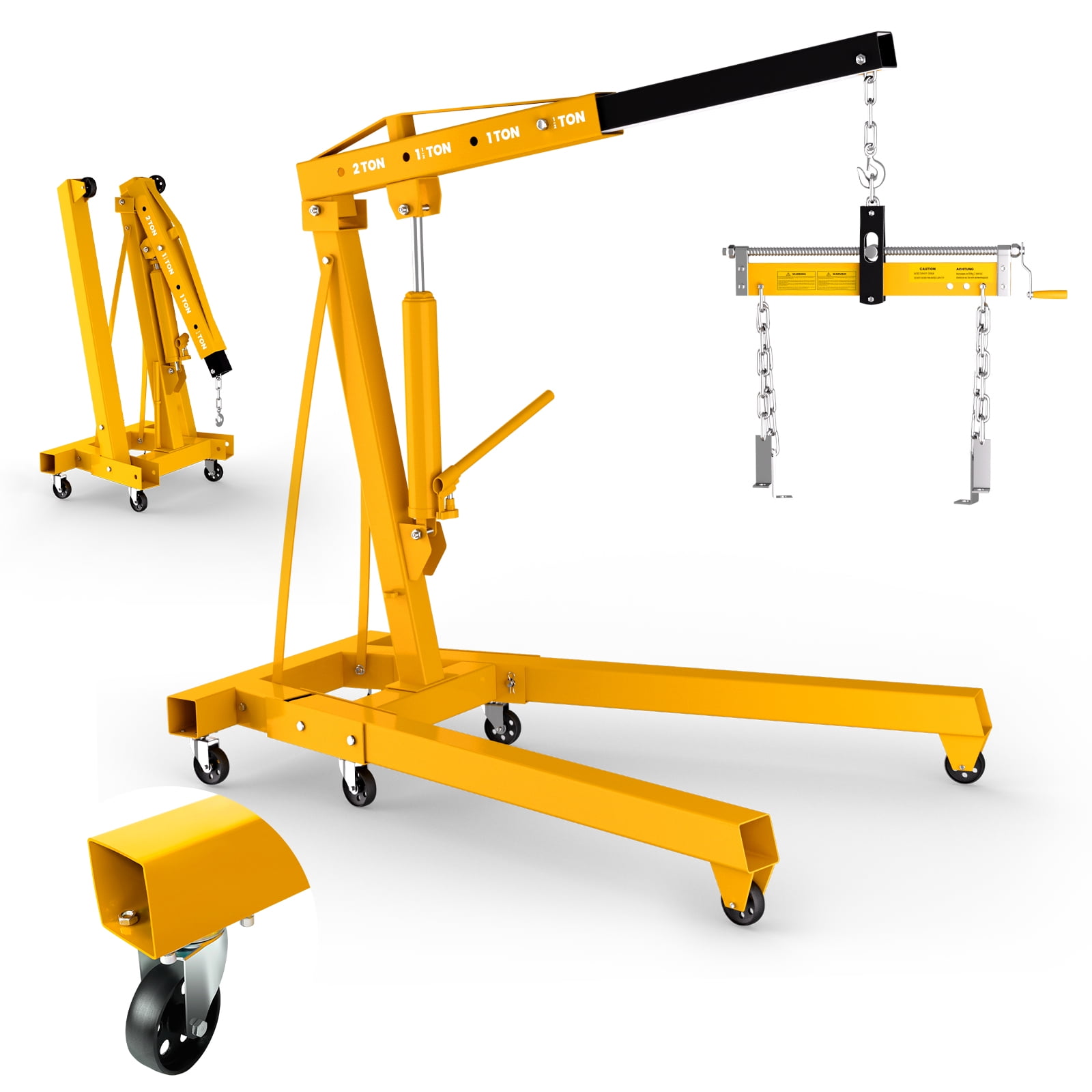 Yellow Folding Engine Hoist with Lever, 2 Ton/4400 LBS, Heavy Duty ...