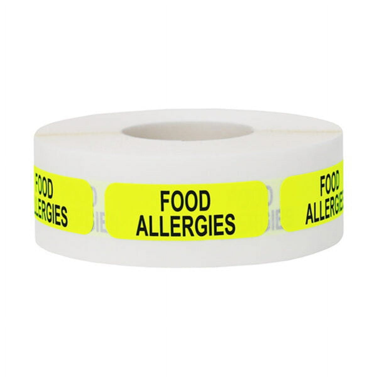 Yellow Food Allergies Medical Labels | 0.5 x 1.5 inch Rectangle - 500 ...