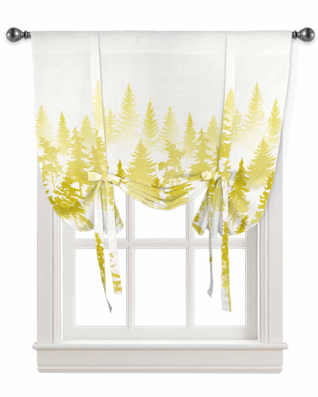 Yellow Forest Tie Up Curtains for Kitchen Bathroom Bedroom Windows 54 ...