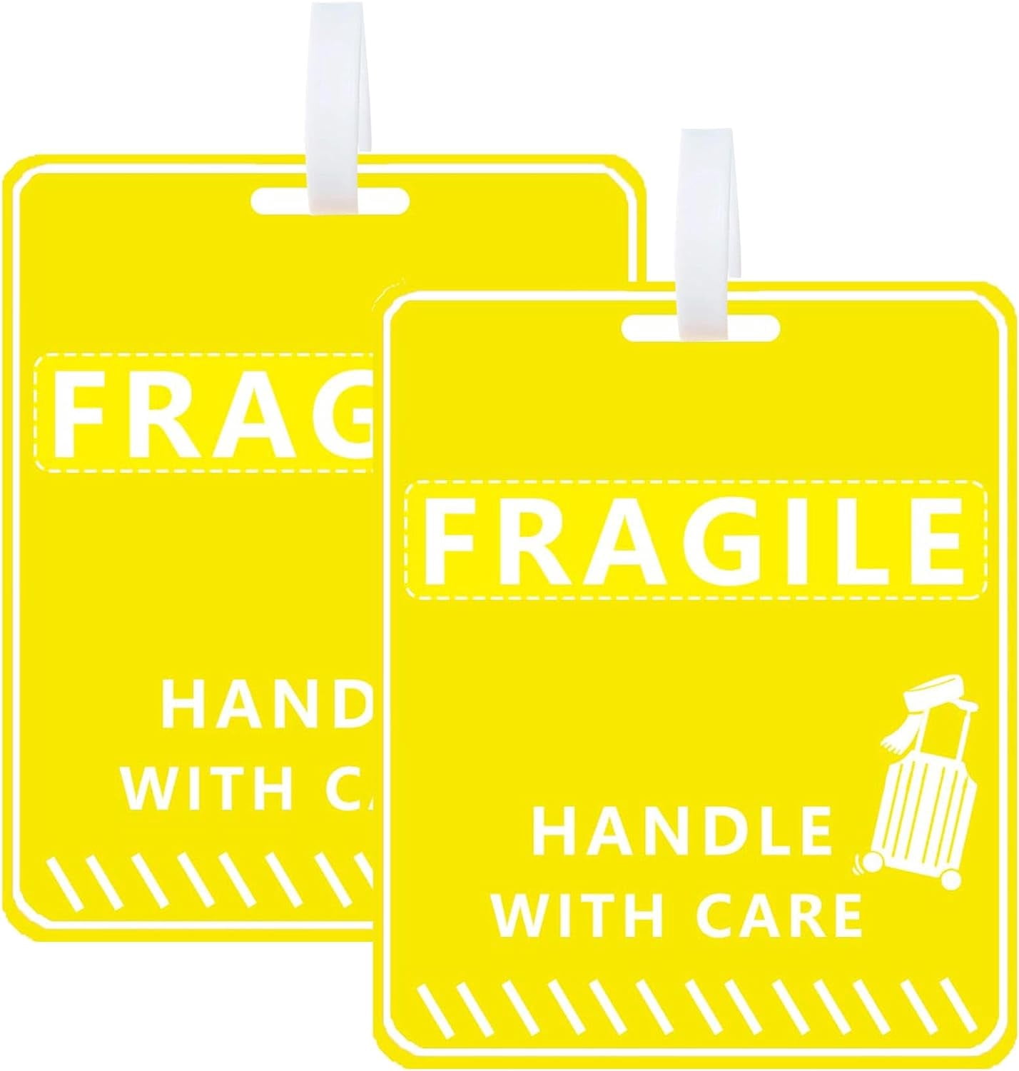 Yellow Fragile Luggage Tags 5x4inch Luggage Tags Travel Bag Tag ...