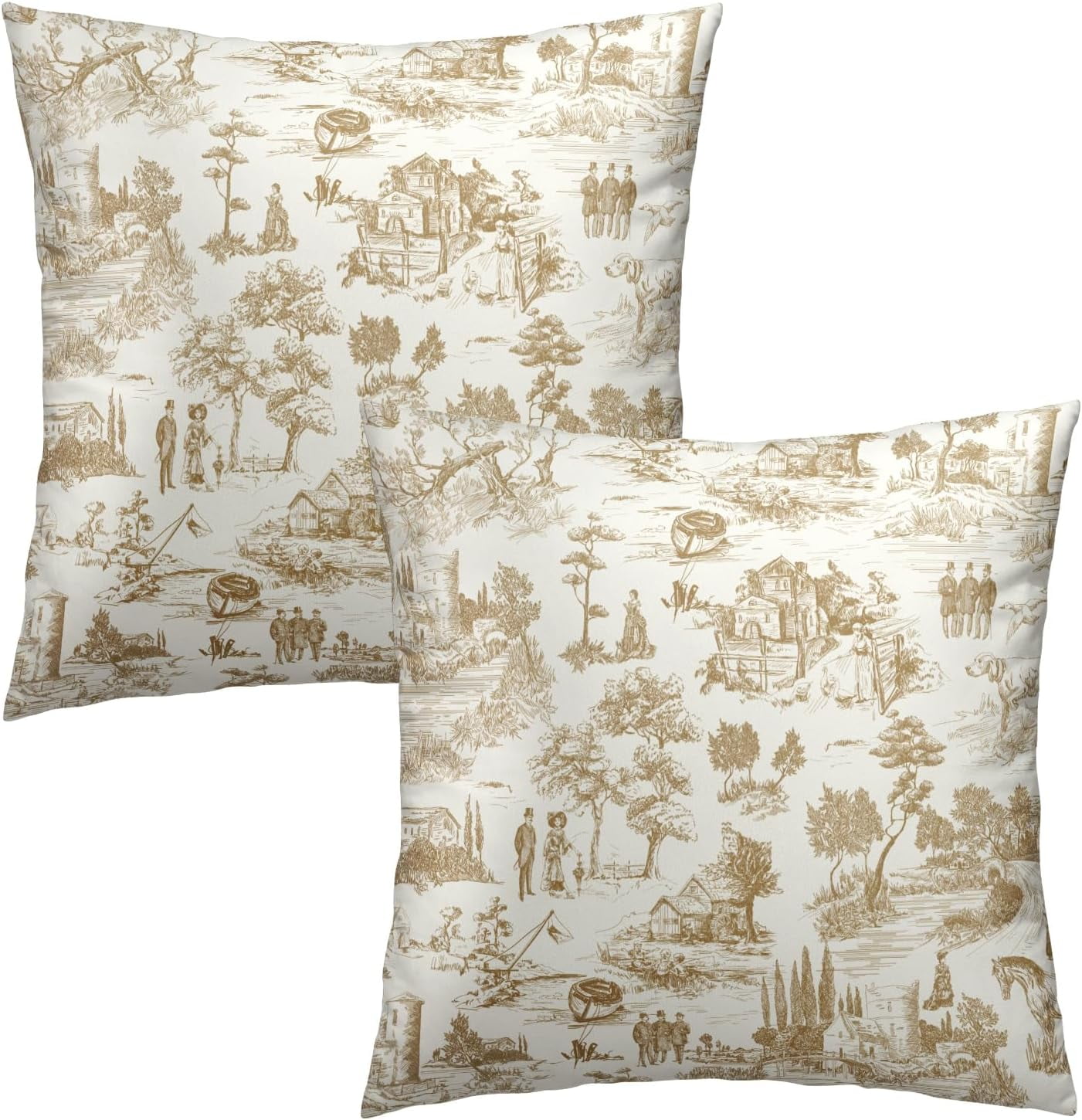 Yellow French Country Throw Pillow Covers 16x16 Inch Pack of 2 ...