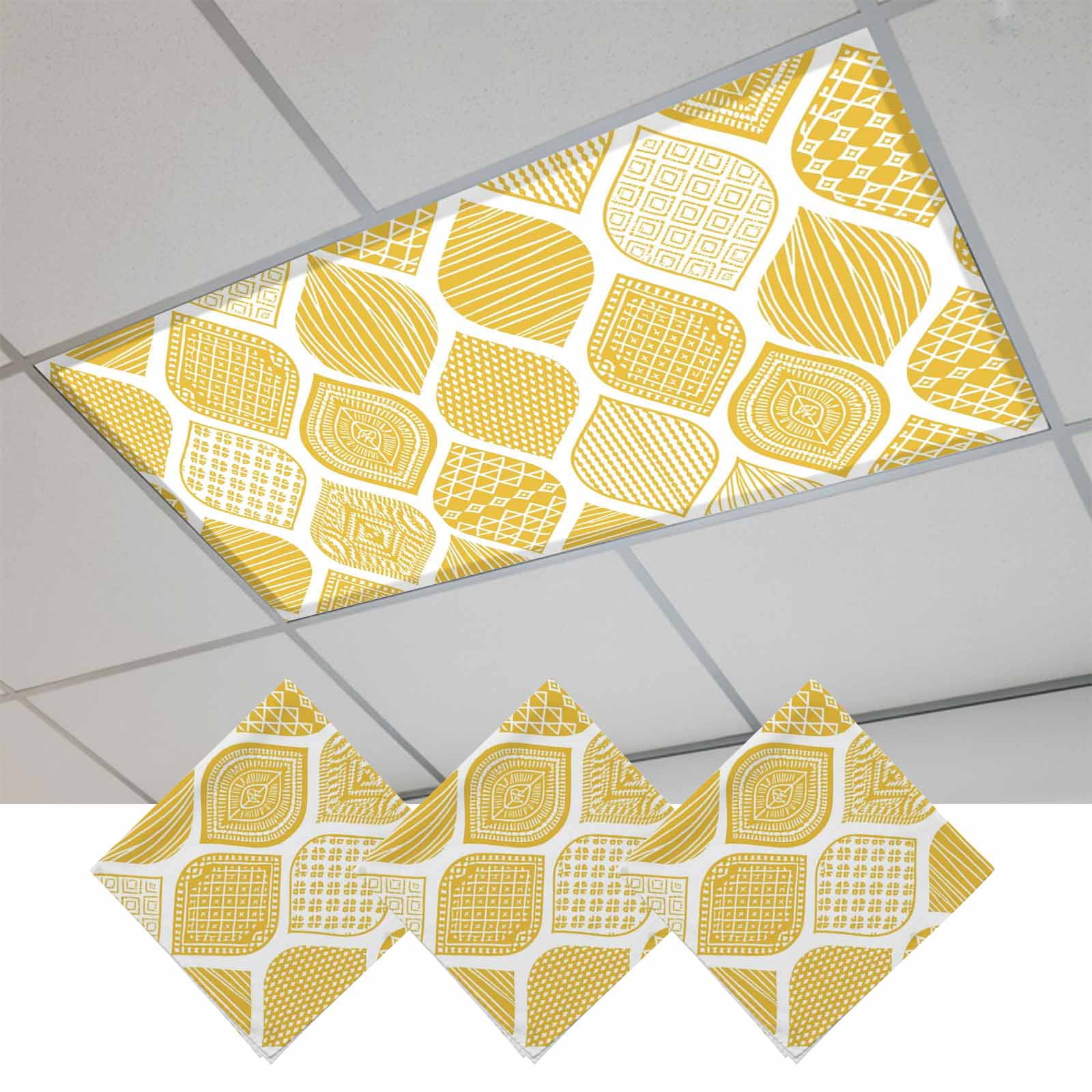 Yellow Geometric Magnetic Fluorescent Light Covers for Ceiling Lights ...