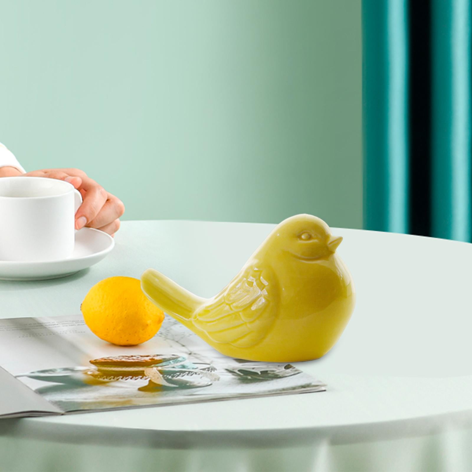 Yellow Glazed Ceramic Bird Figurine Decorative Bird Figurine, Outdoor ...