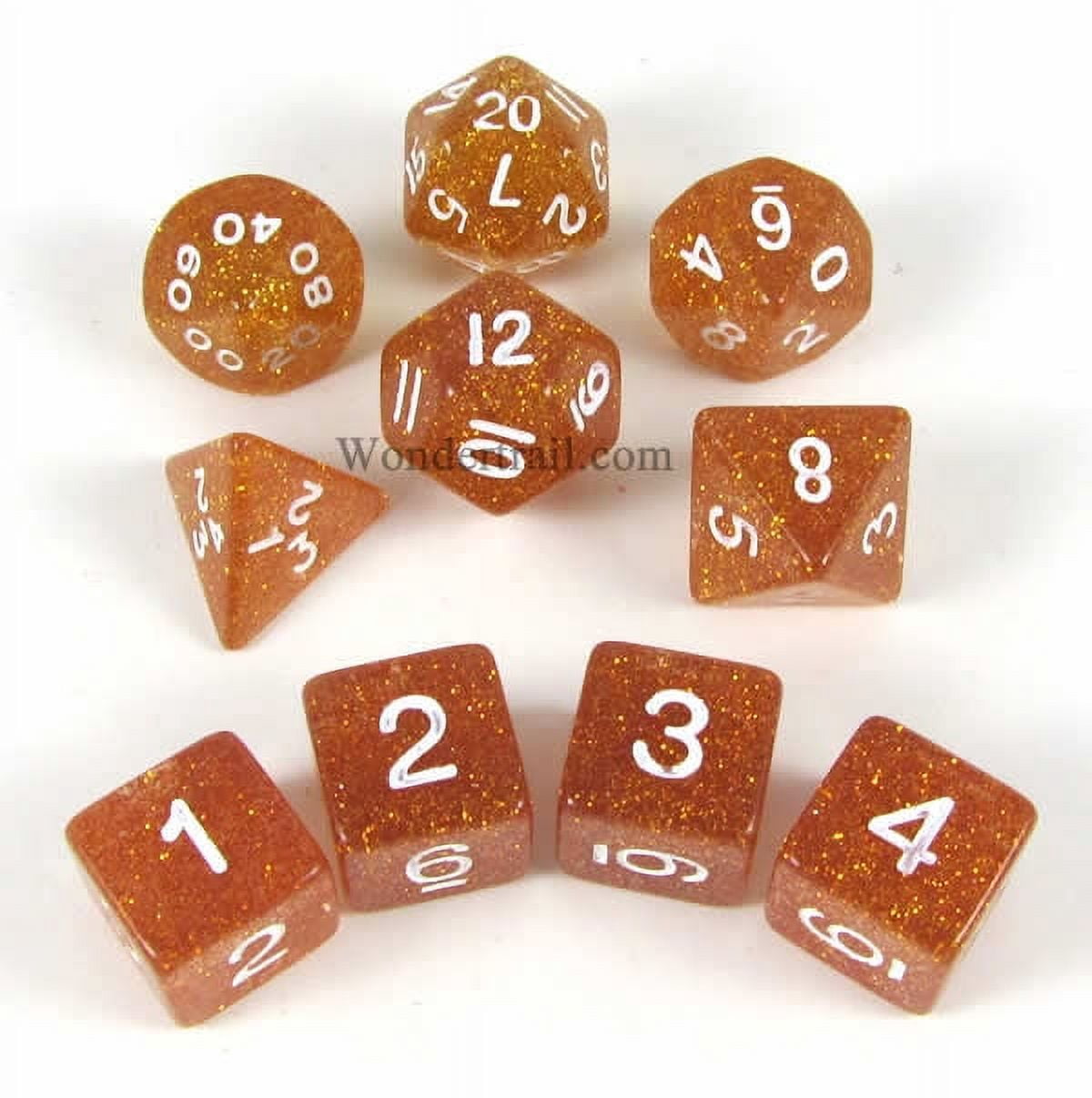 Yellow Glitter Dice with White Numbers 16mm (5/8in) Set of 10 Koplow ...