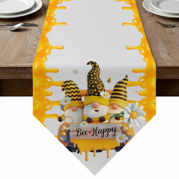 Yellow Gnomes Table Runner Linen Burlap Table Runner 48 Inches Long ...