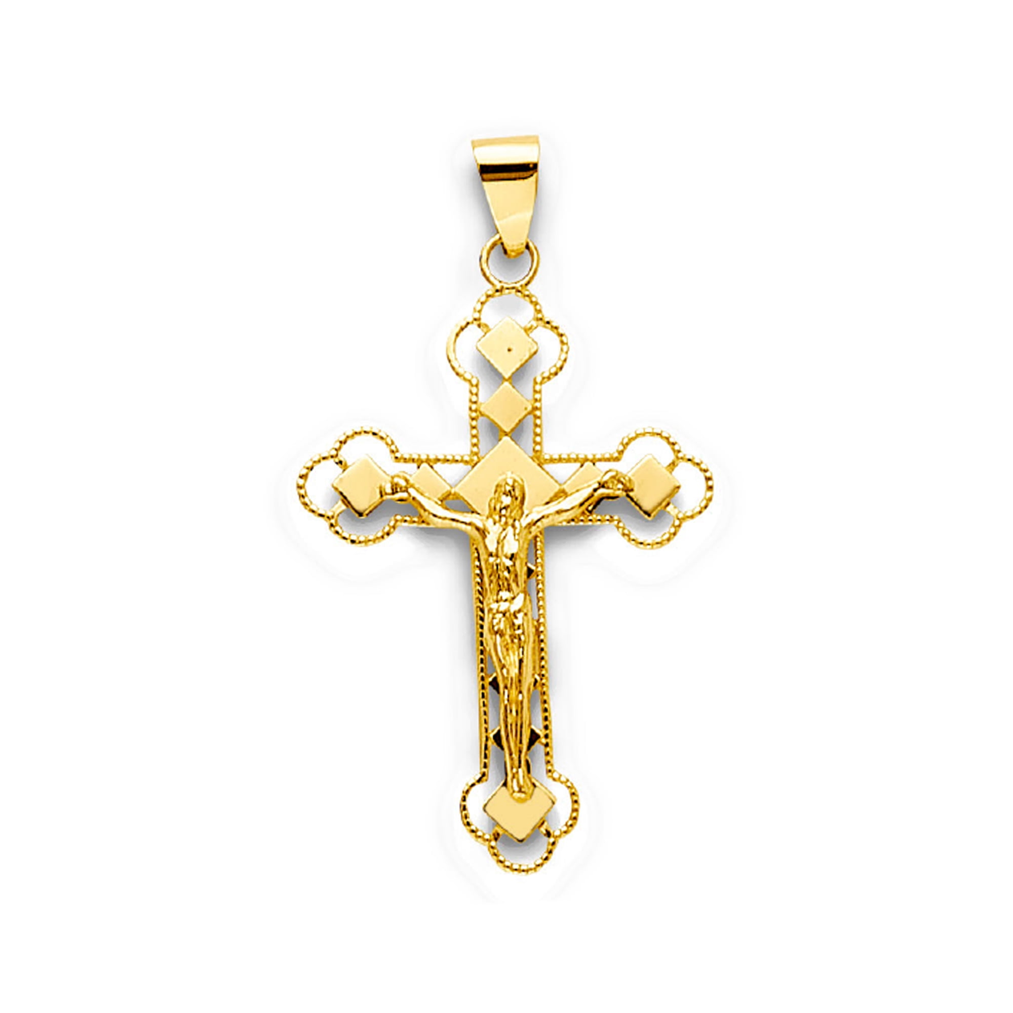 Yellow Gold Catholic Cross with CRUCIFIX 10K Yellow Gold - Walmart.com