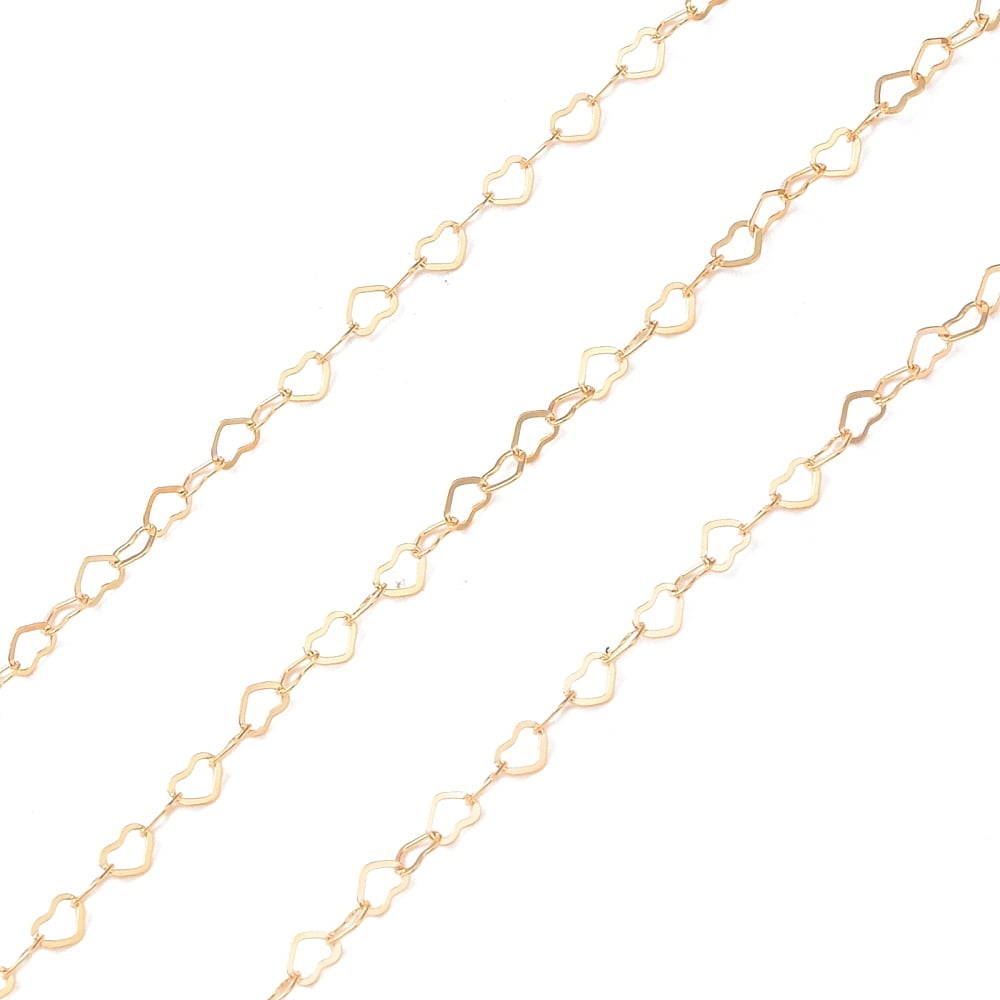Yellow Gold Filled Flat Heart Link Chains Soldered Real 14K Gold Filled ...