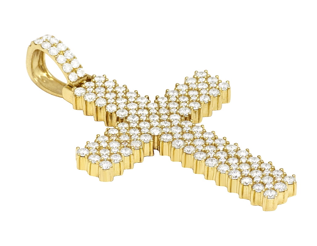 Yellow Gold Round 5.3ct Diamond Cross 2.5" - Walmart.com