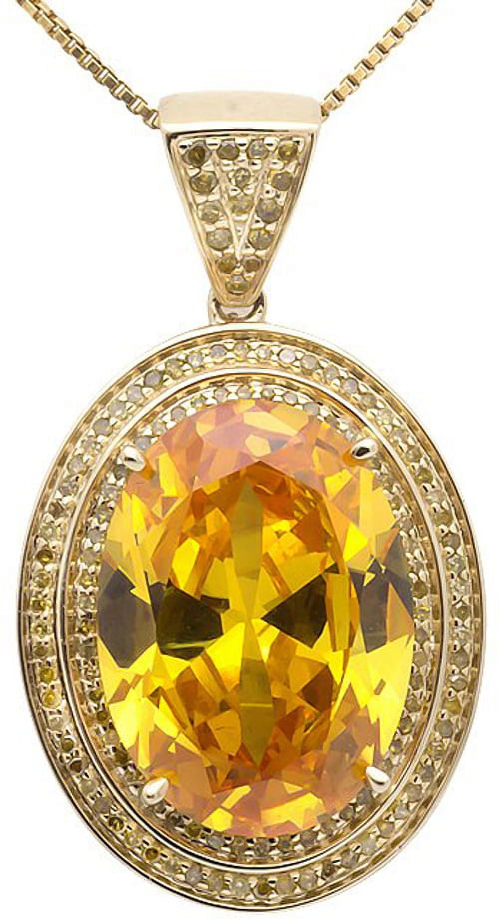 Yellow Gold Royal Topaz Gemstone Canary Diamond Pendant 1 inch (1.0ct ...