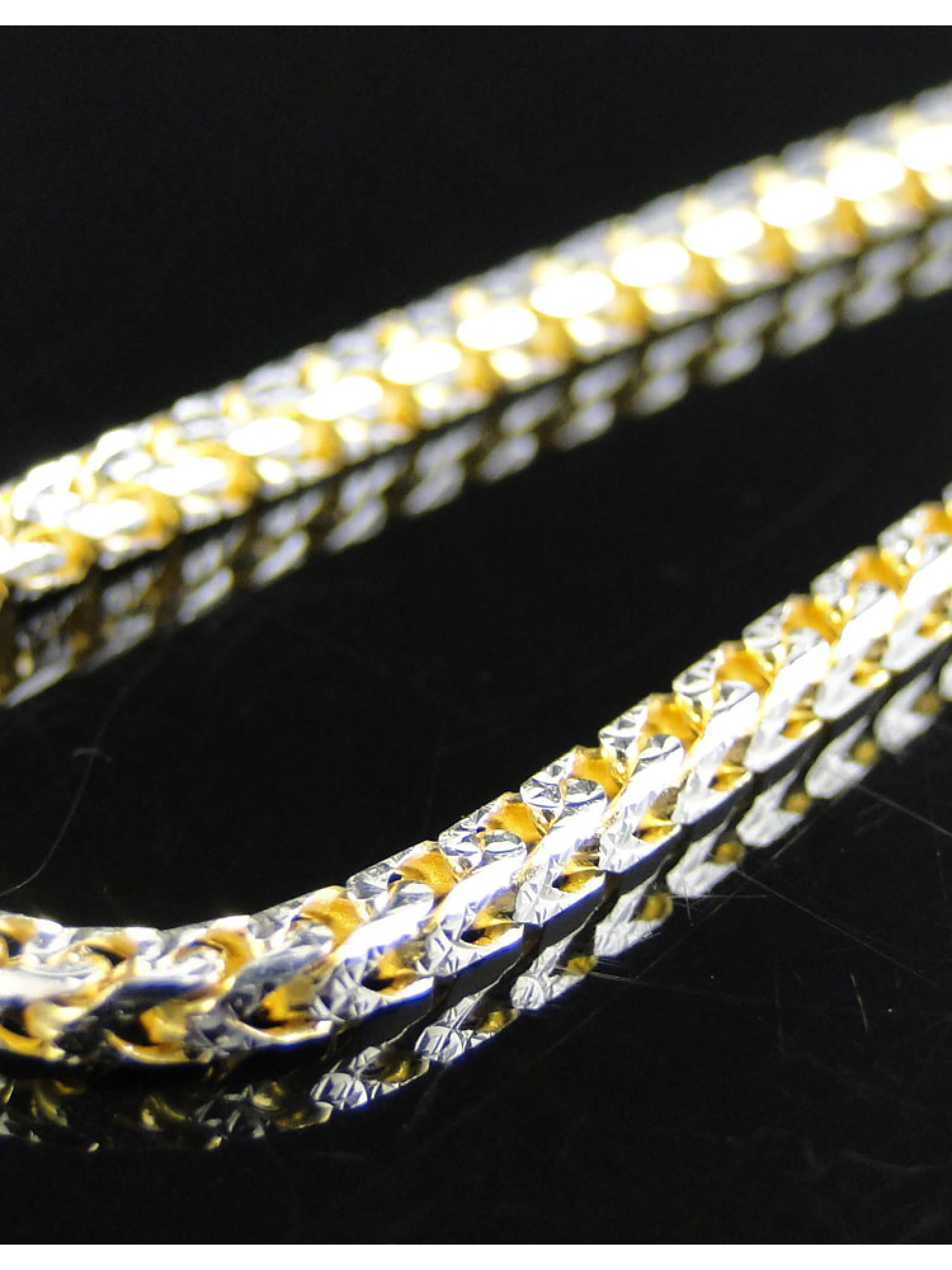 Yellow Gold Solid Franco Chain in Sterling Silver 2.0 mm - Walmart.com