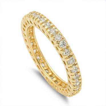 PAVOI 14K Yellow Gold Plated Rings Cubic Zirconia Love Ring | 3mm ...