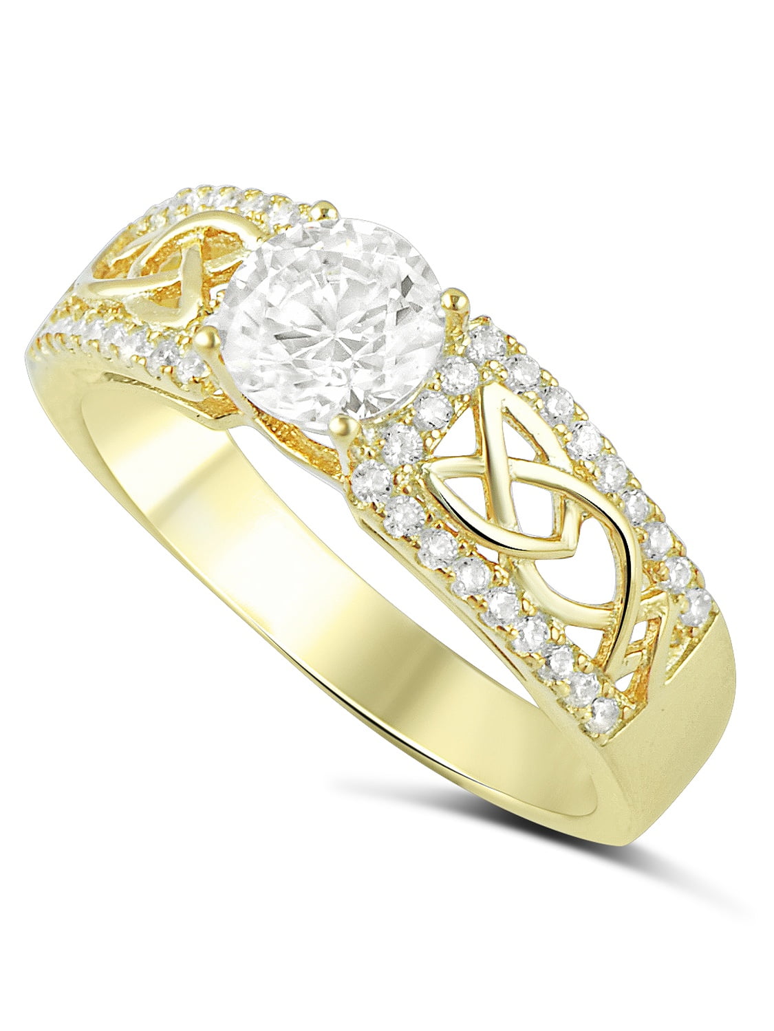 Yellow Gold Tone Sterling Silver Cz Celtec Ring for Women and Teens ...