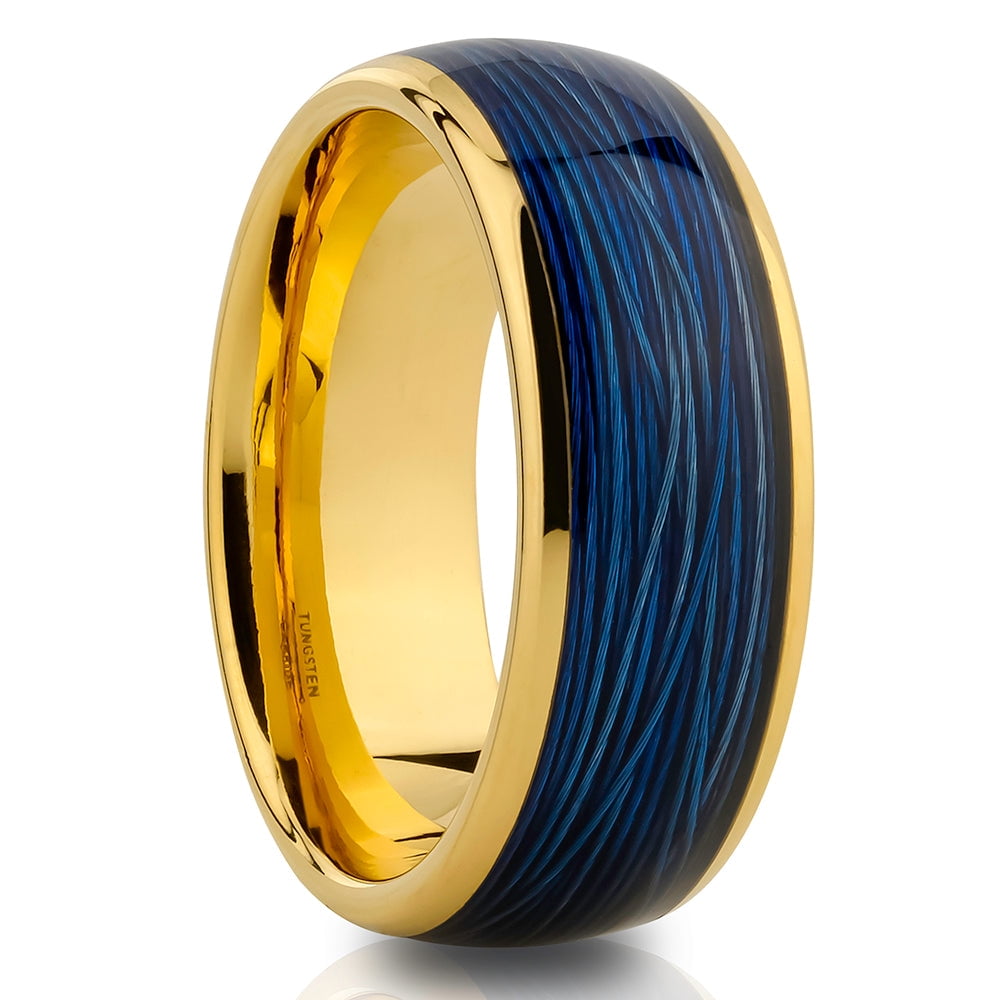 Yellow Gold Tungsten Ring,Wire Wedding Ring,8mm Wedding Band,Tungsten ...