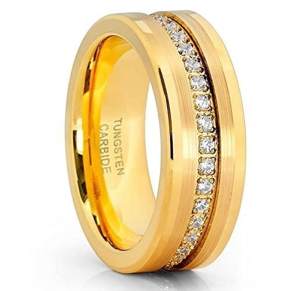 Yellow Gold Tungsten Wedding Ring,8mm Wedding Ring,Man's Wedding Ring ...