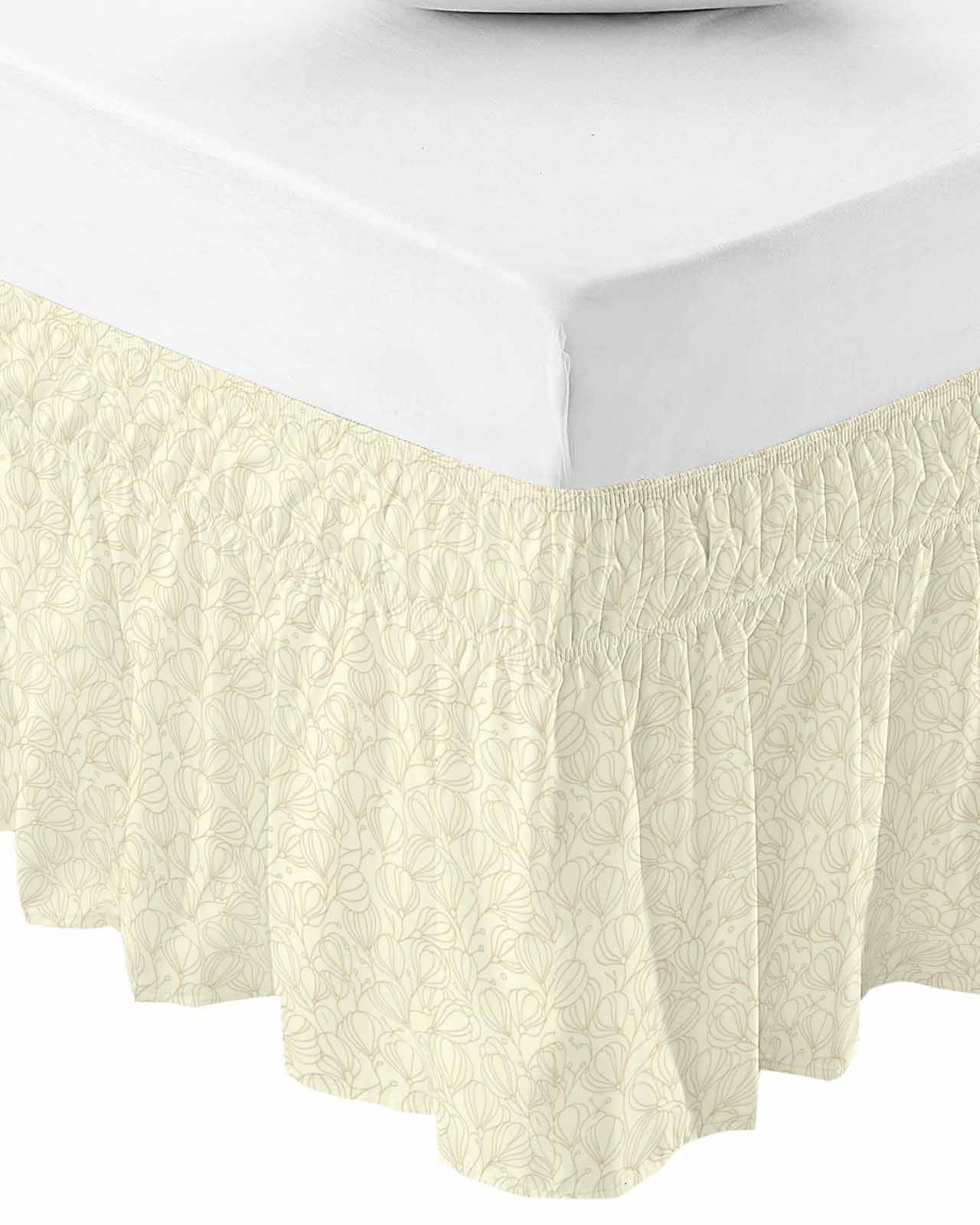 Yellow-Golden Line Wrap Around Bed Skirts for Queen Bed 18" Drop, Bed ...