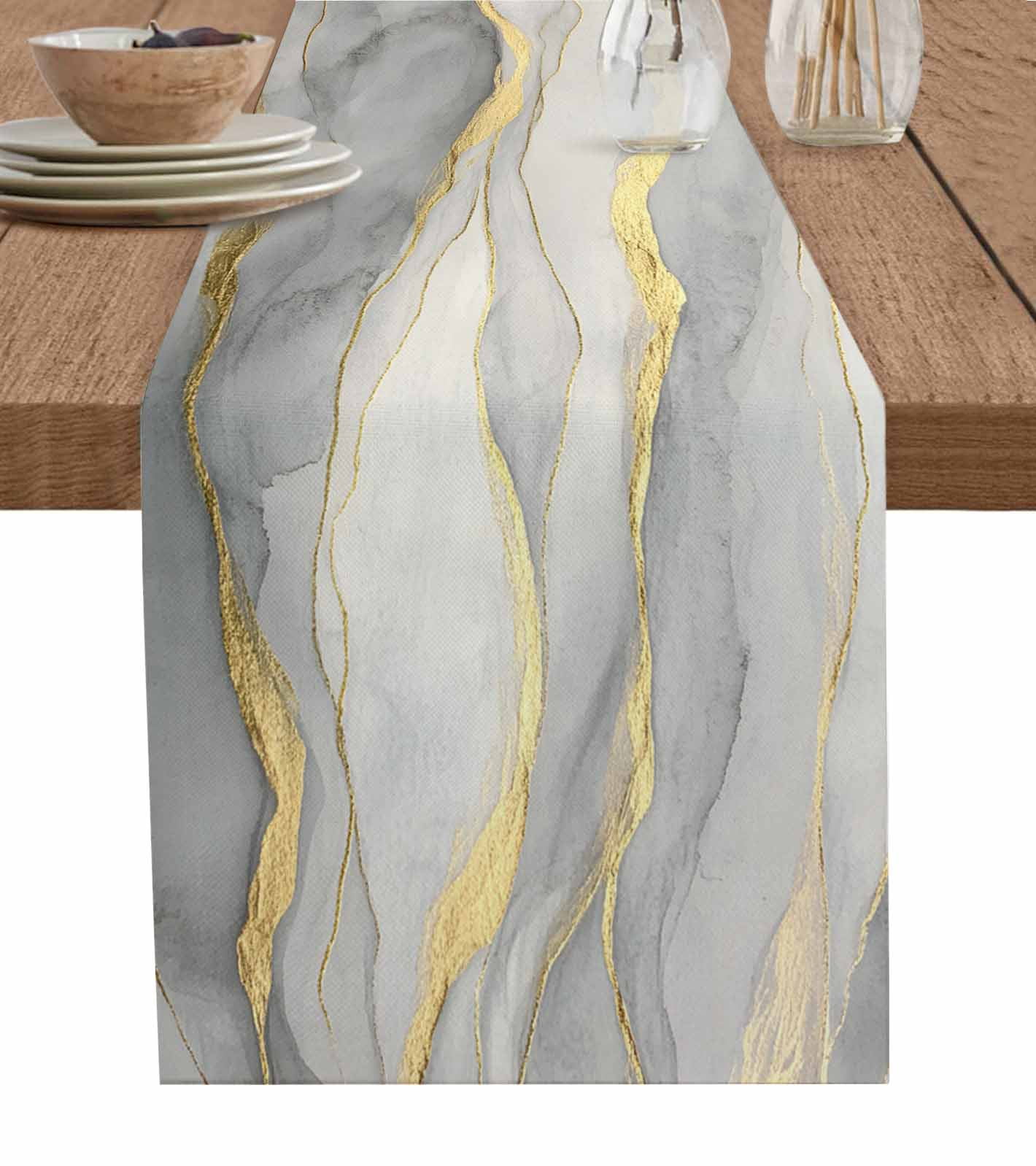 Yellow Golden Marble Burlap Cotton Table Runner 14x72 Inches Long ...