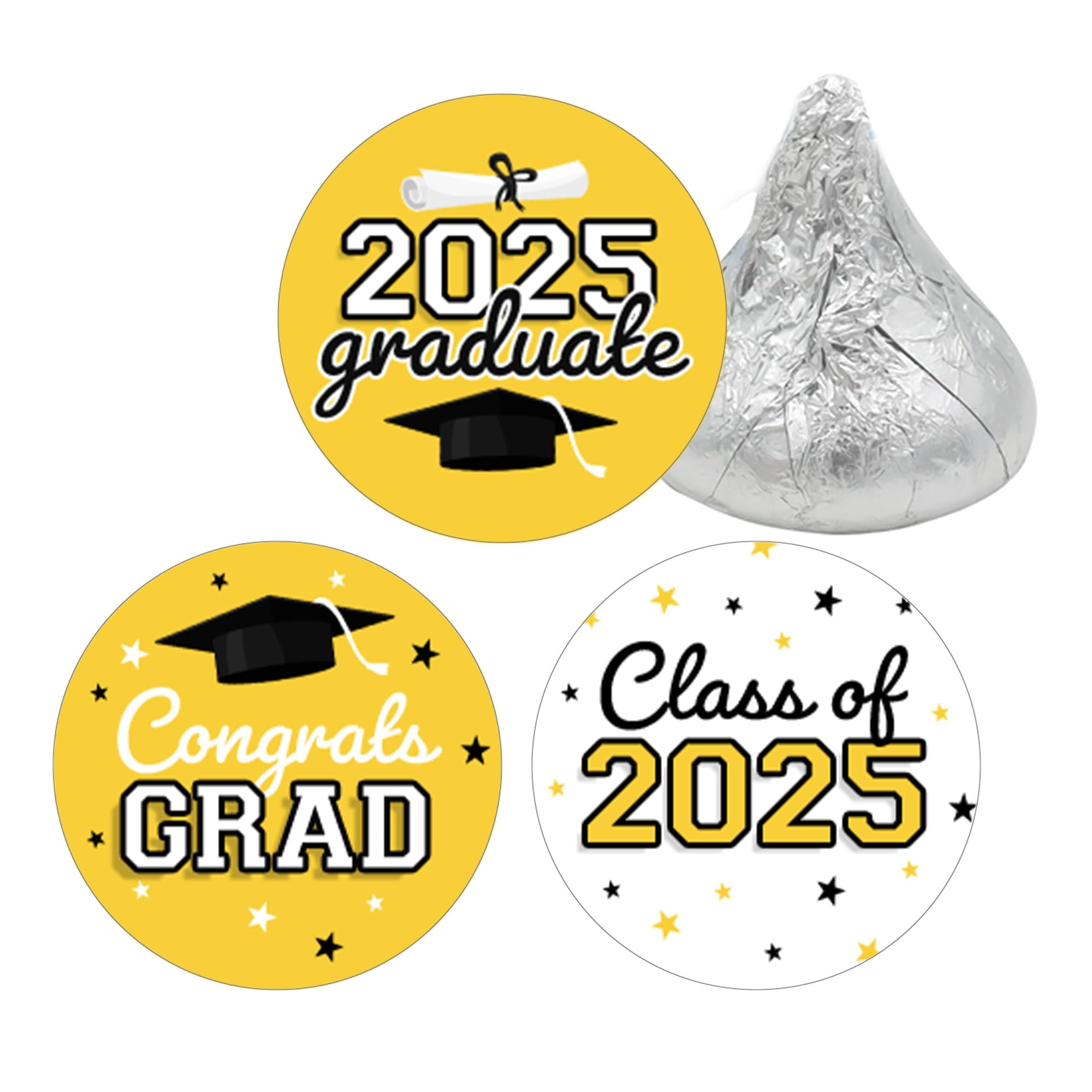 Yellow Graduation Party Stickers DMF15 for Kisses Candy, Chocolate ...