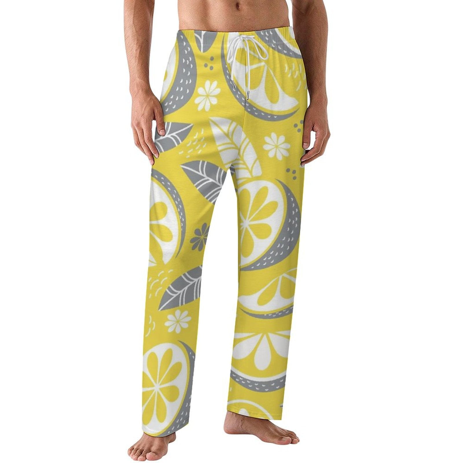 Yellow Gray Color Citrus Fruits, Leaves And Branches Mens Pajamas ...