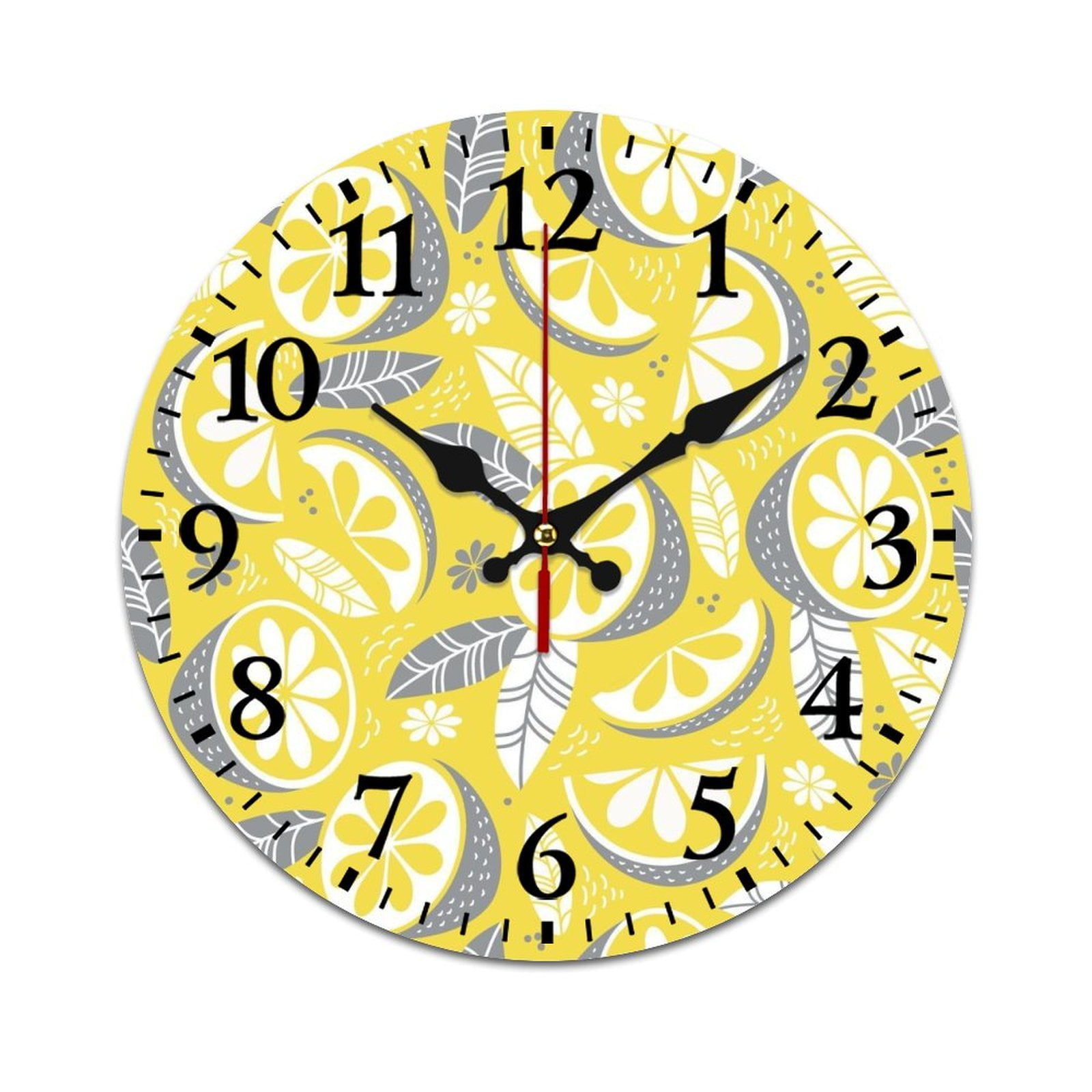 Yellow Gray Color Citrus Fruits, Leaves And Branches Wall Clock Modern ...