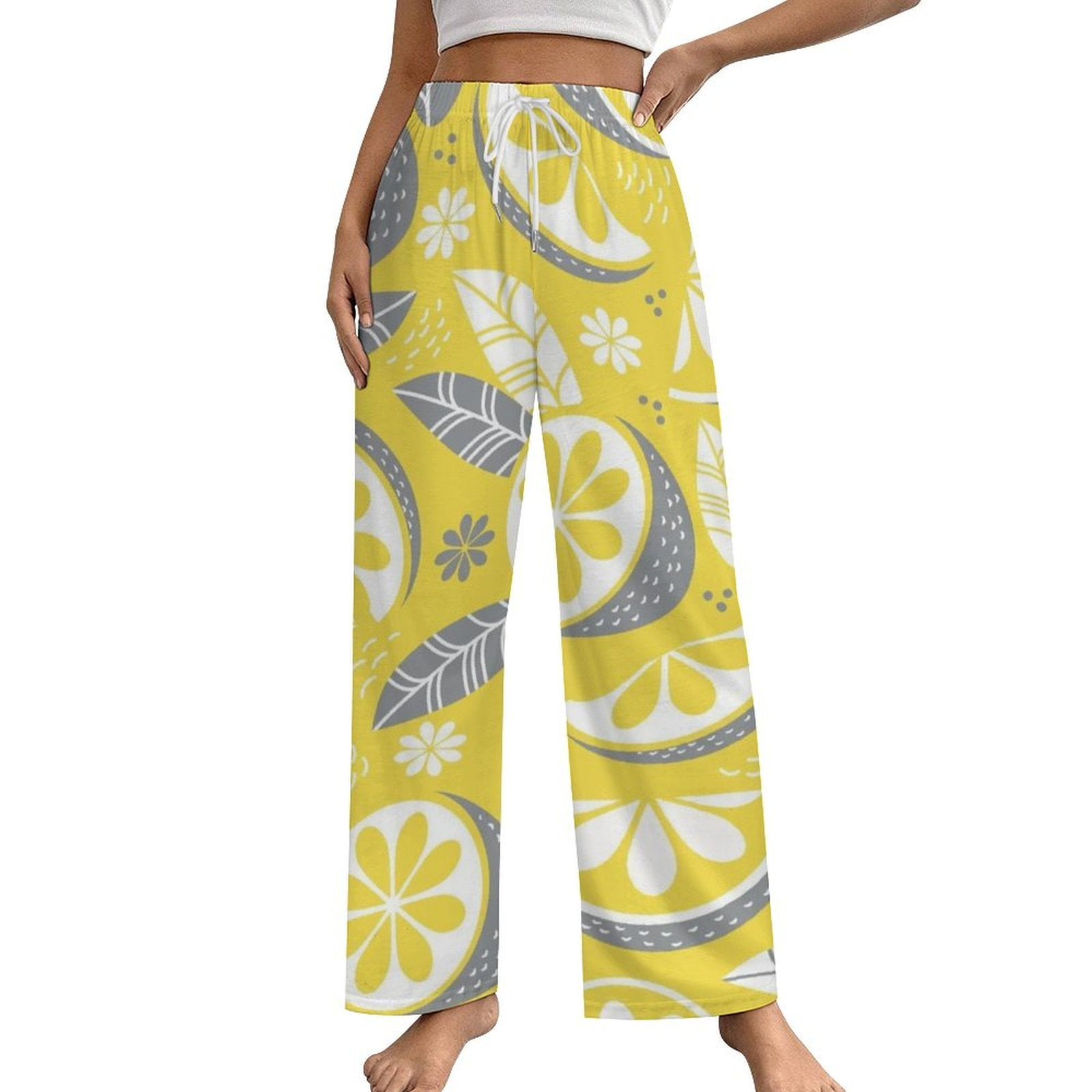 Yellow Gray Color Citrus Fruits, Leaves And Branches Women's Pajamas ...