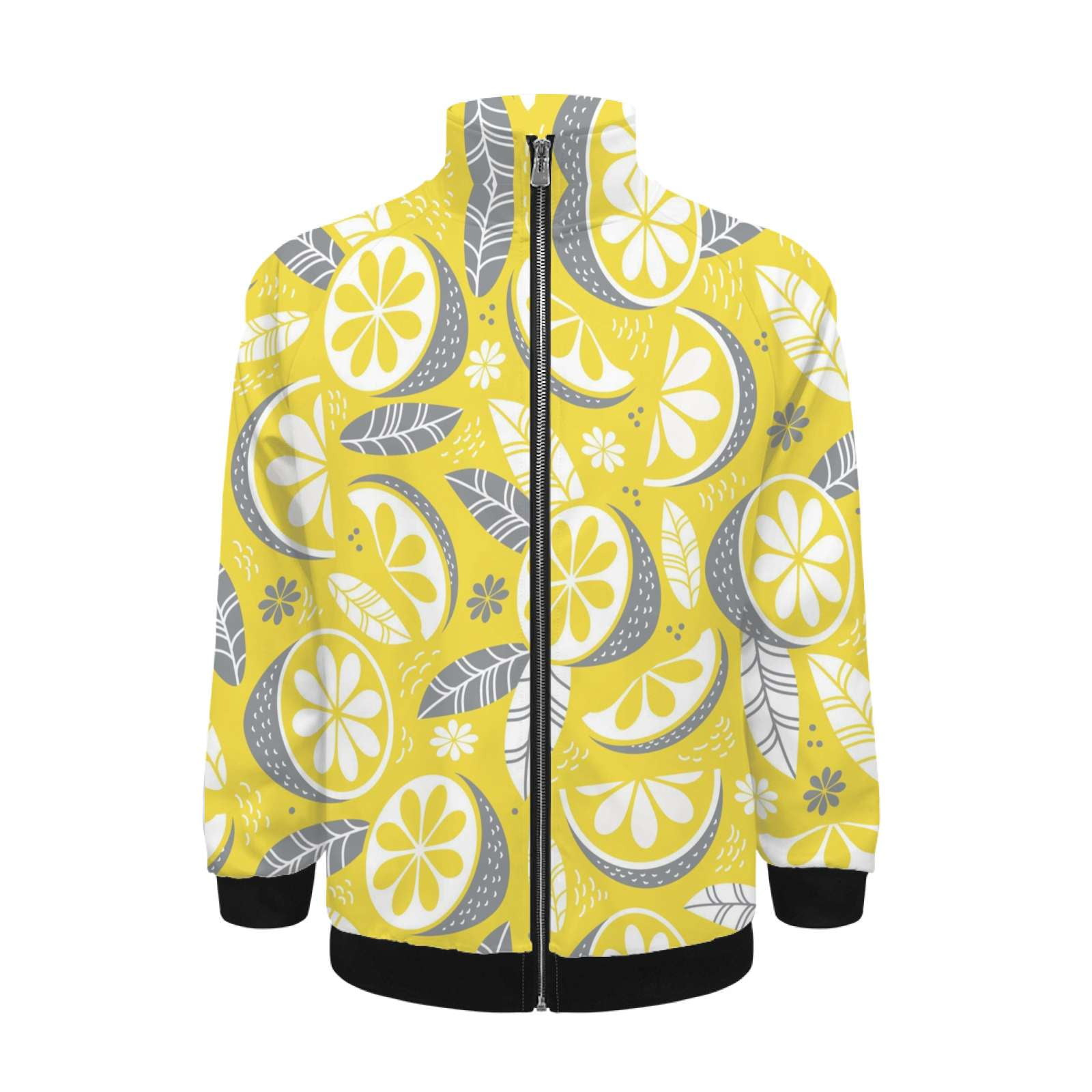 Yellow Gray Color Citrus Fruits, Leaves And Branches Jacket Men's ...