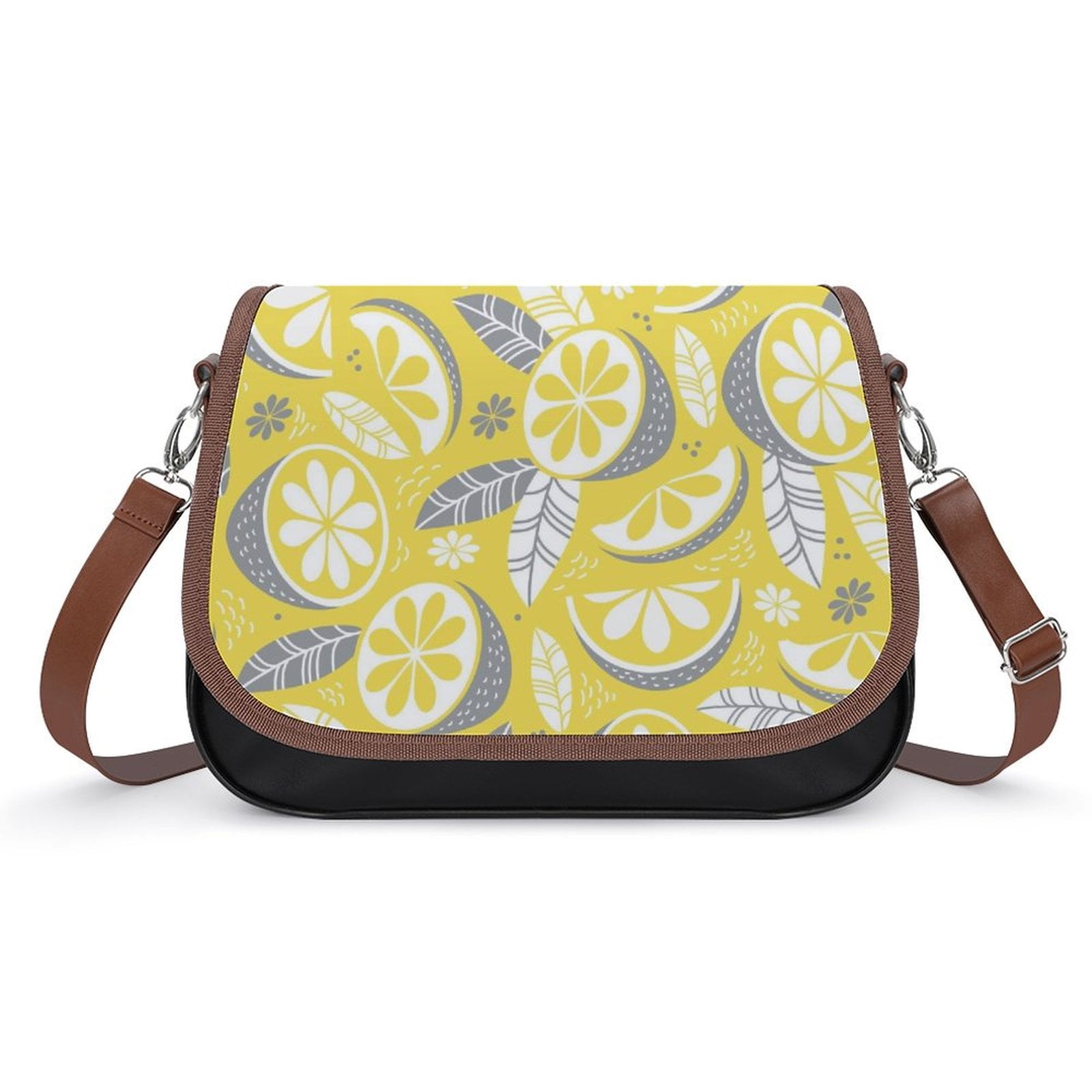 Yellow Gray Color Citrus Fruits, Leaves And Branches Vintage Crossbody ...