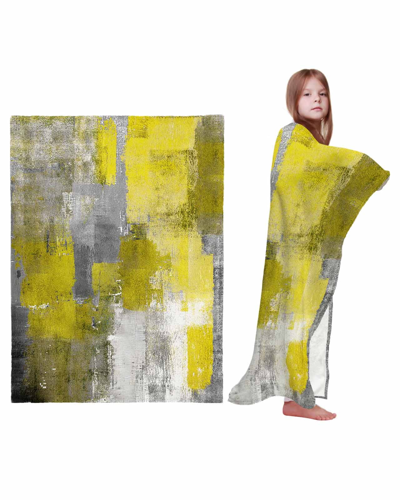 Yellow Gray Graffiti Block Baby Blankets for Girls/Boys, Modern ...