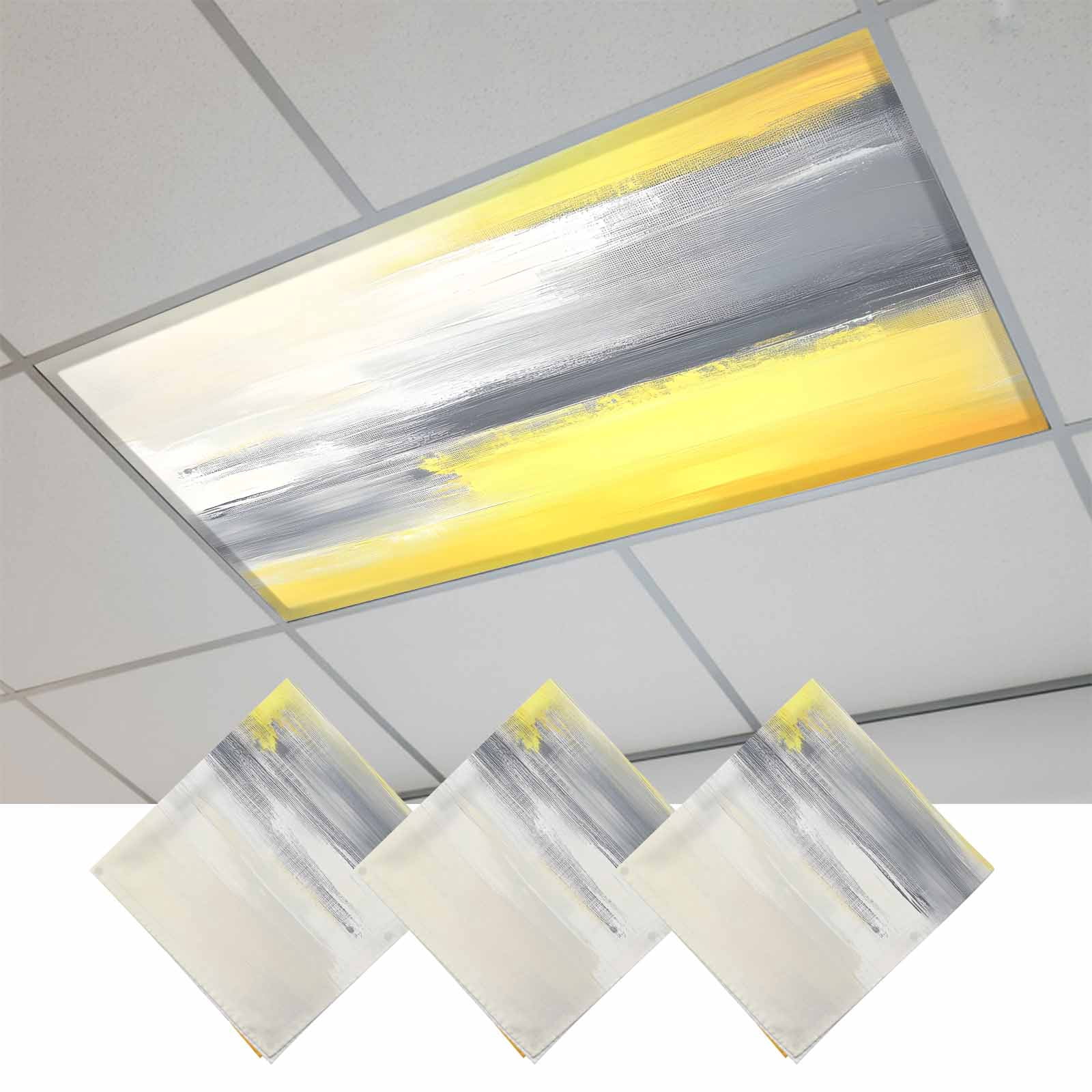 Yellow Gray Magnetic Fluorescent Light Covers for Ceiling Lights 2x4Ft ...
