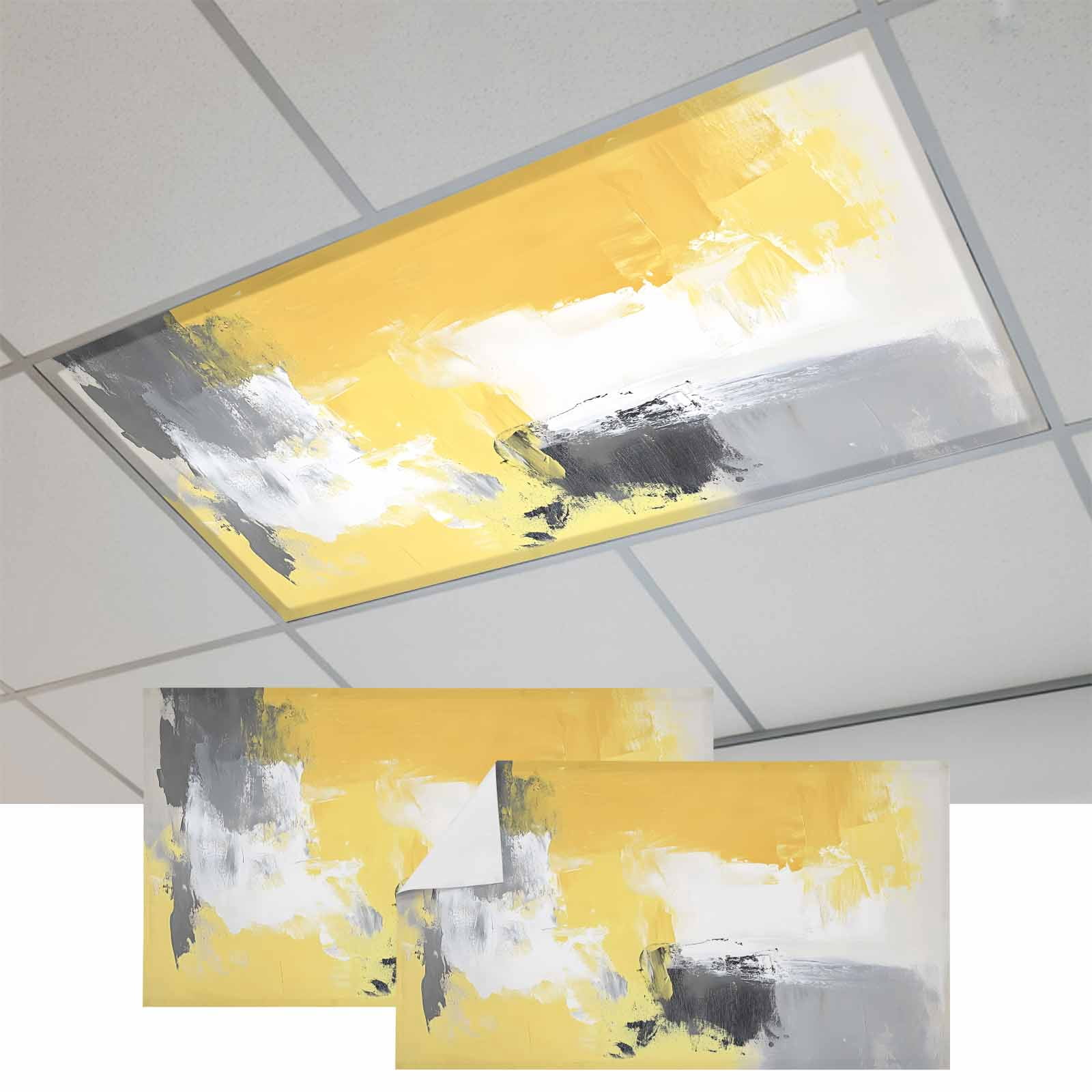 Yellow Gray Magnetic Fluorescent Light Covers for Ceiling Lights 2x4Ft ...