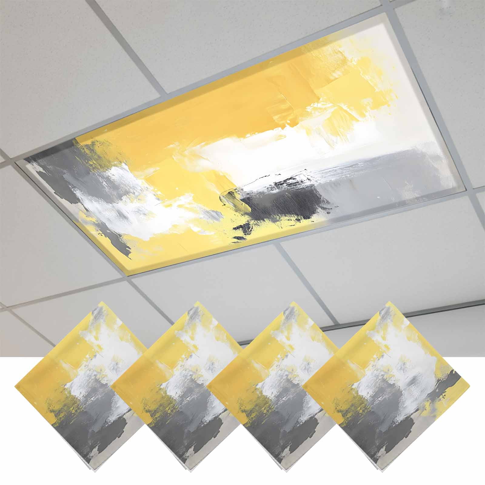 Yellow Gray Magnetic Fluorescent Light Covers for Ceiling Lights 2x4Ft ...