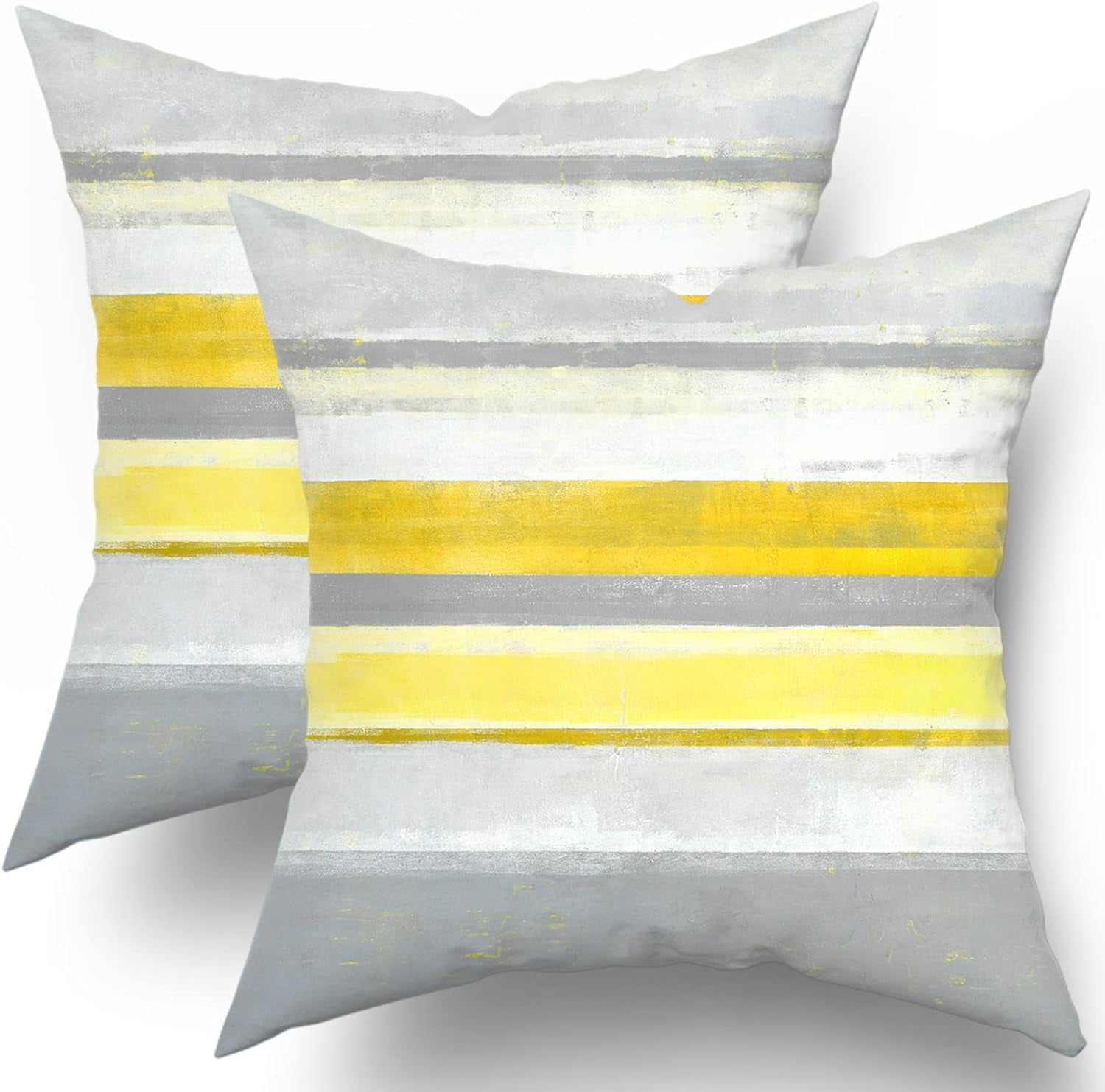 Yellow Gray Pillow Covers 16x16 Set of 2 Light Yellow Grey Modern ...