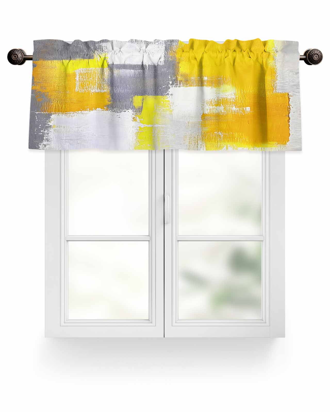 Yellow Gray Valances for Windows Geometric Graffiti Oil Paint Color ...