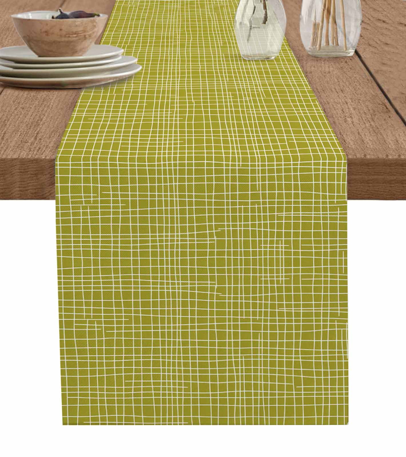Yellow Green Buffalo Plaid Table Runner 120 Inches, Farmhouse Checkered ...
