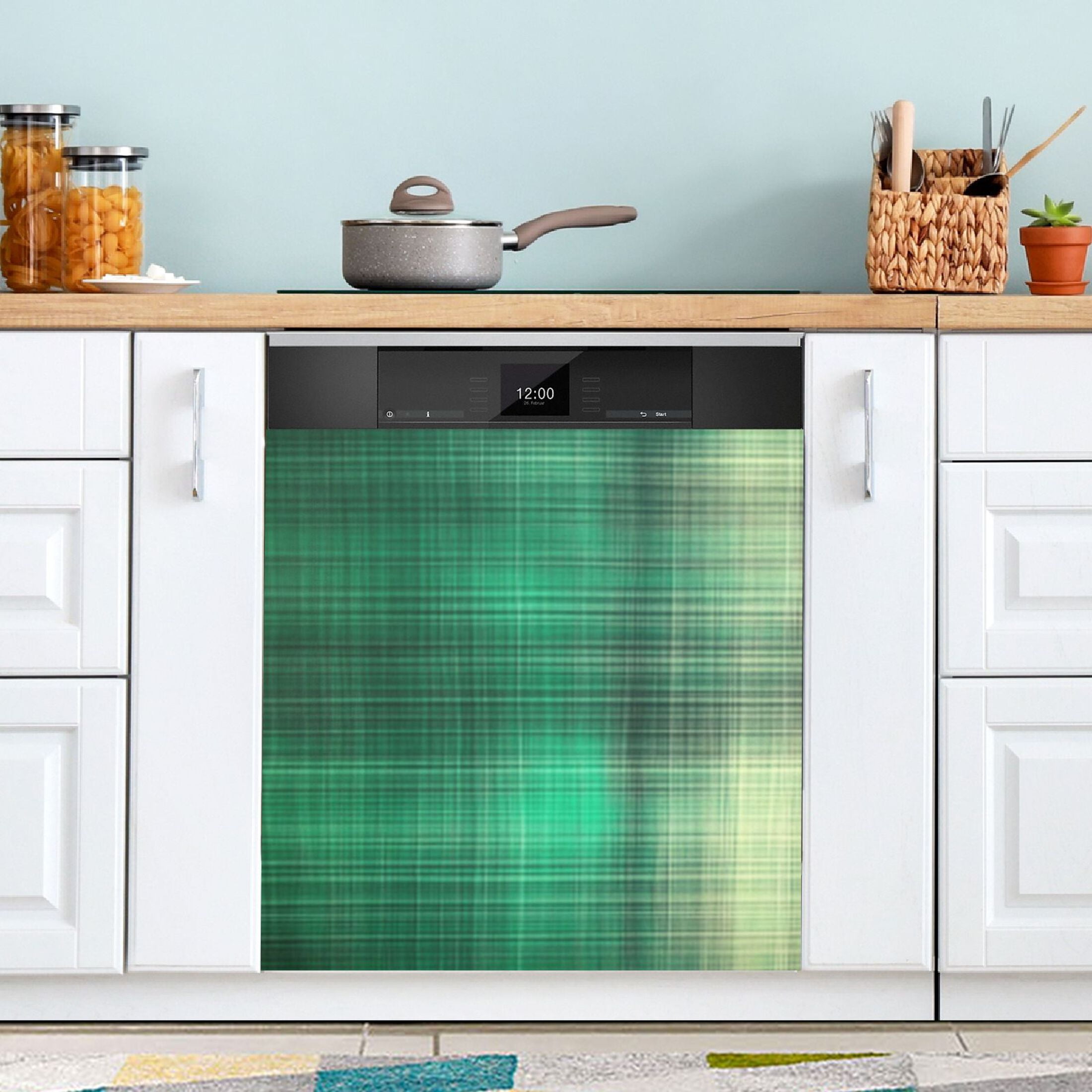 Yellow Green Lines Christmas Dishwasher Magnet Cover Reuseable ...