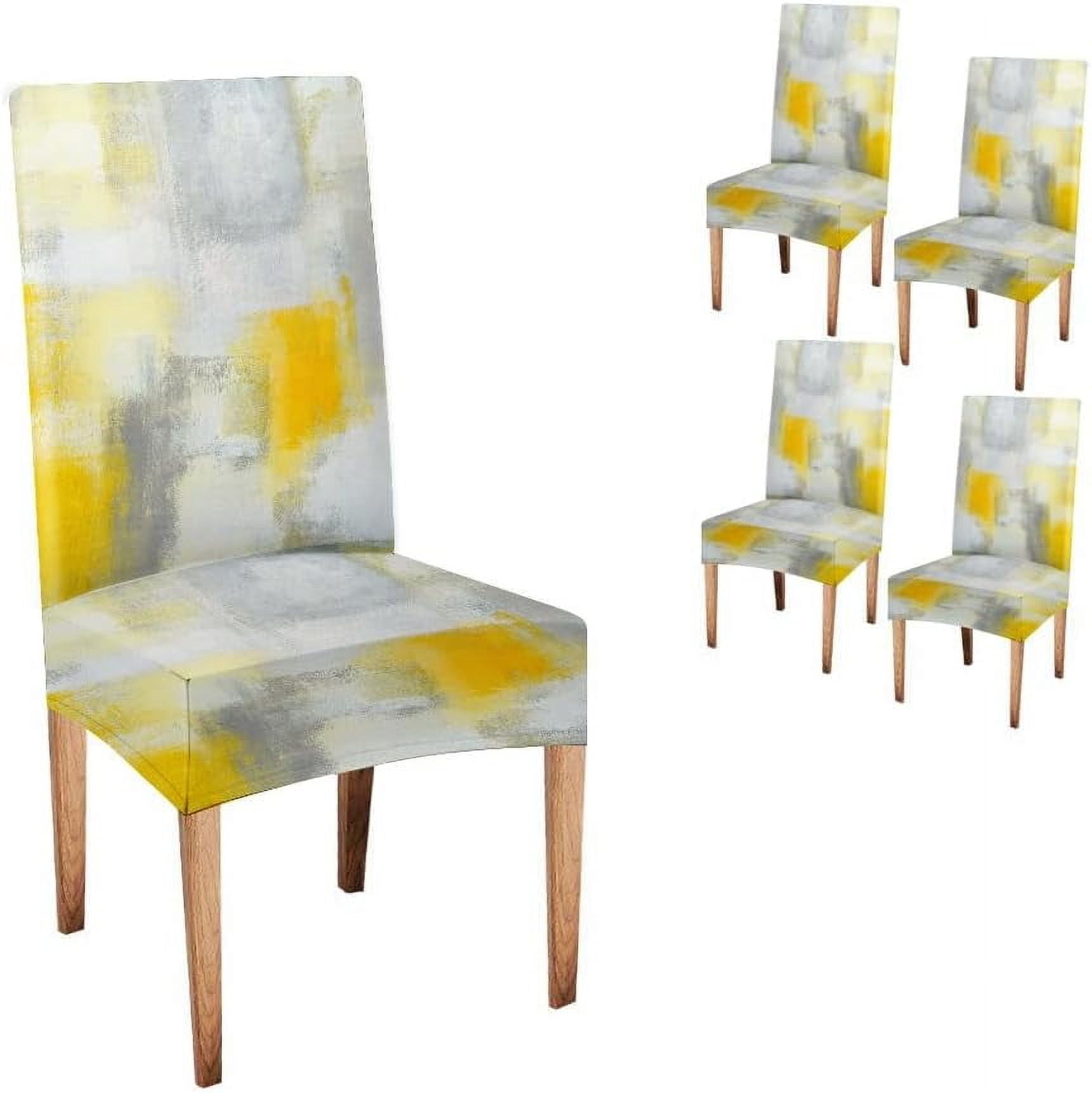 Yellow and Grey Chair Covers Foros para Sillas De Comedor Set 4 ...