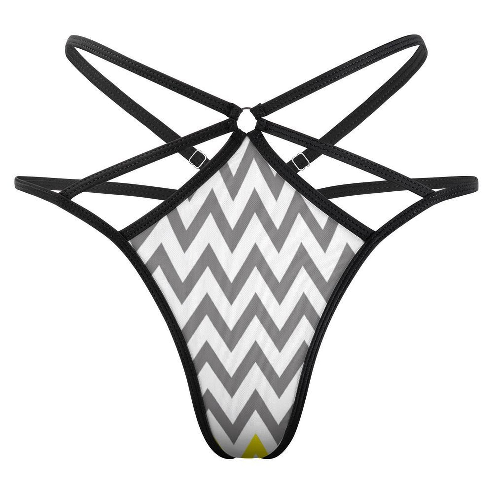 Yellow Grey Chevron Pattern Open Type Women's Panties Crotch Opening G ...