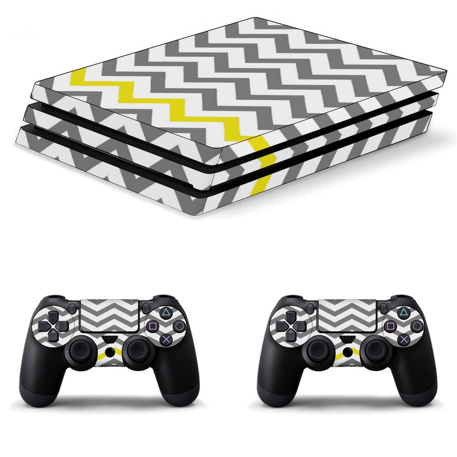 Yellow Grey Chevron Pattern PS4/PS4 Pro/PS4 Slim Skin Sticker For ...