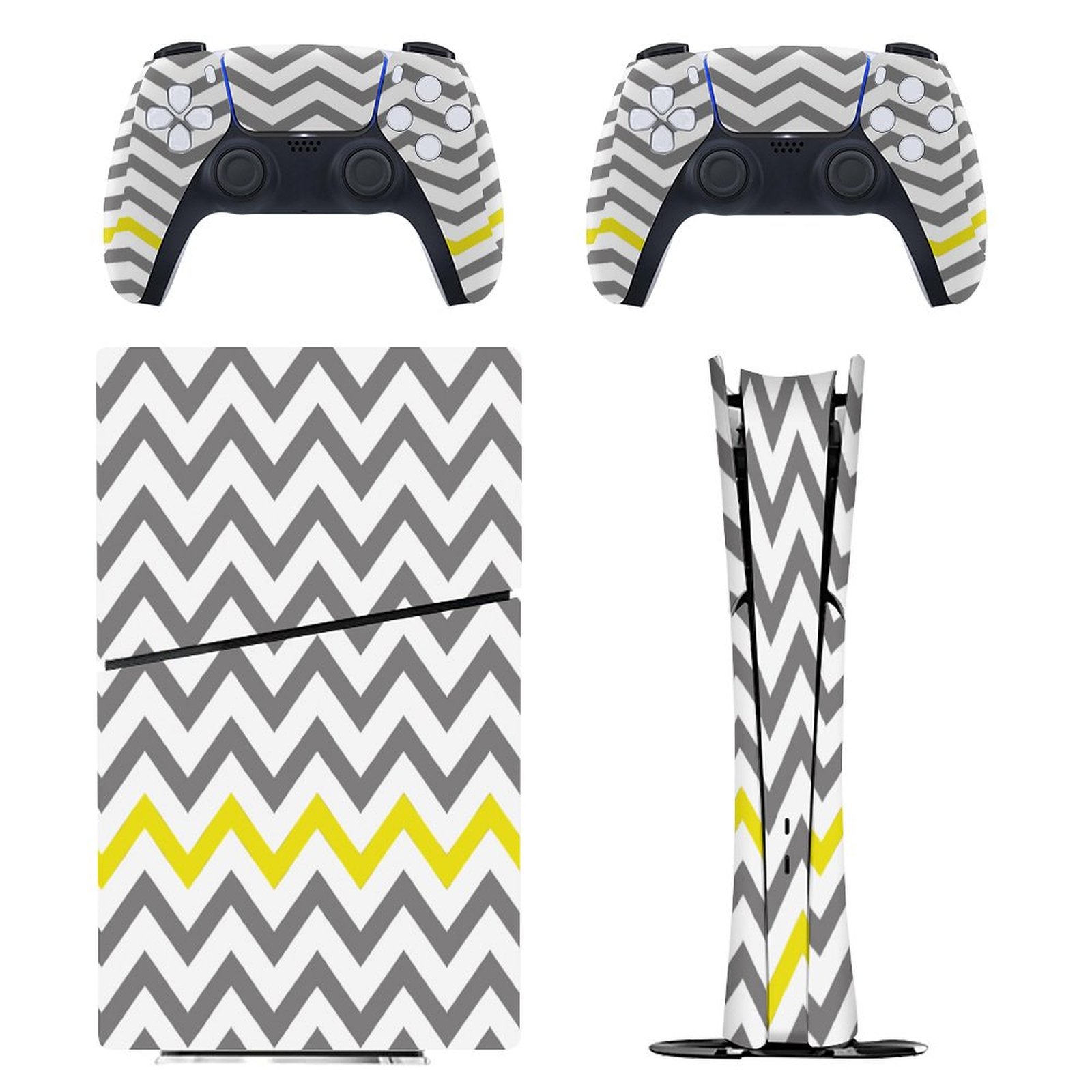 Yellow Grey Chevron Pattern PS5/PS5 Pro/PS5 Slim Digital Disc Skin ...