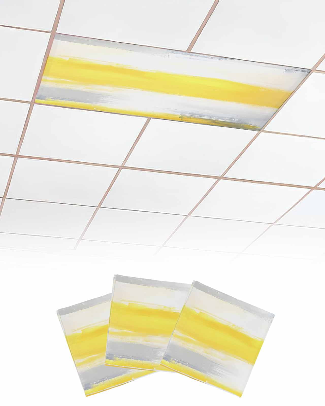 Yellow Grey Fluorescent Light Covers for Ceiling Lights 4x2 feet,3 Pack ...