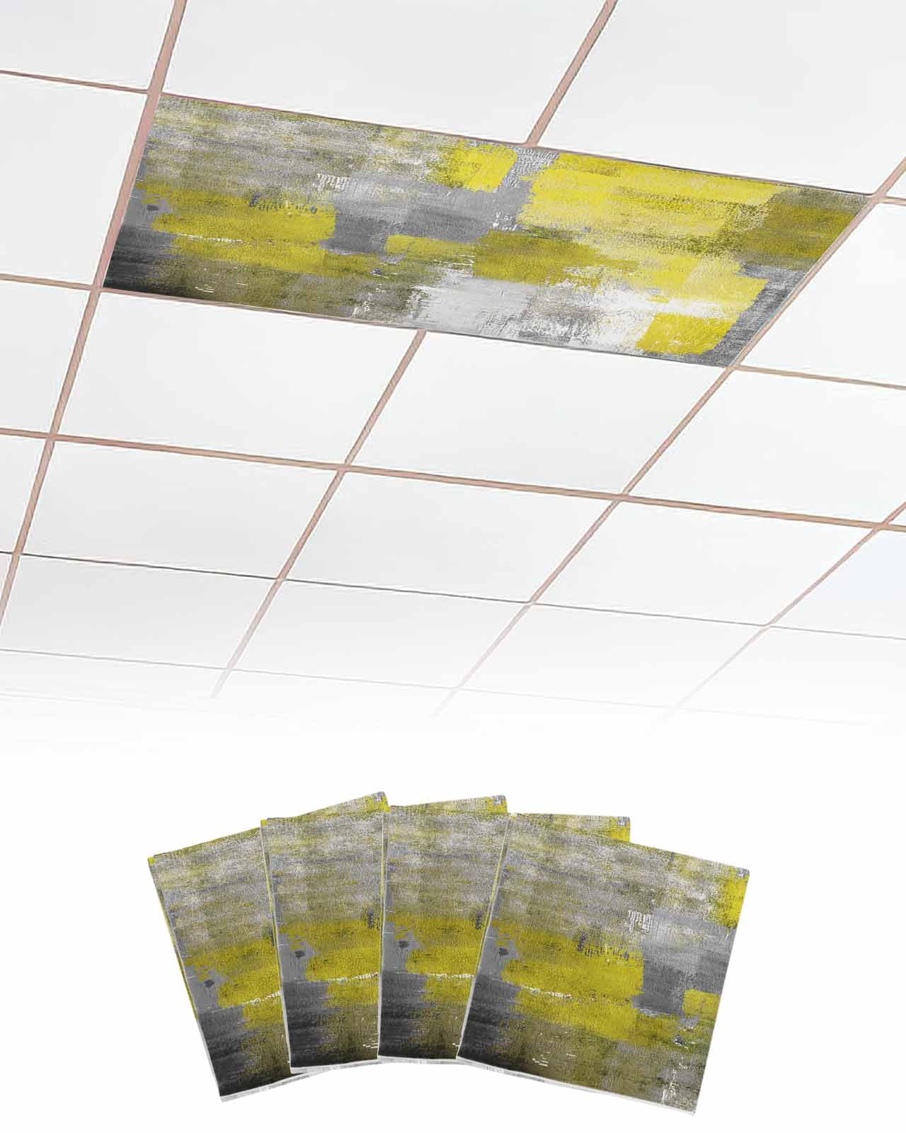 Yellow Grey Fluorescent Light Covers for Ceiling Lights 4x2 feet,4 Pack ...