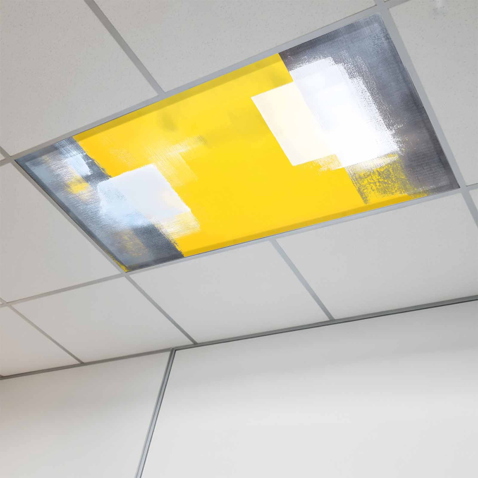 Yellow Grey Fluorescent Light Covers, Oil Painted Modern Abstract ...