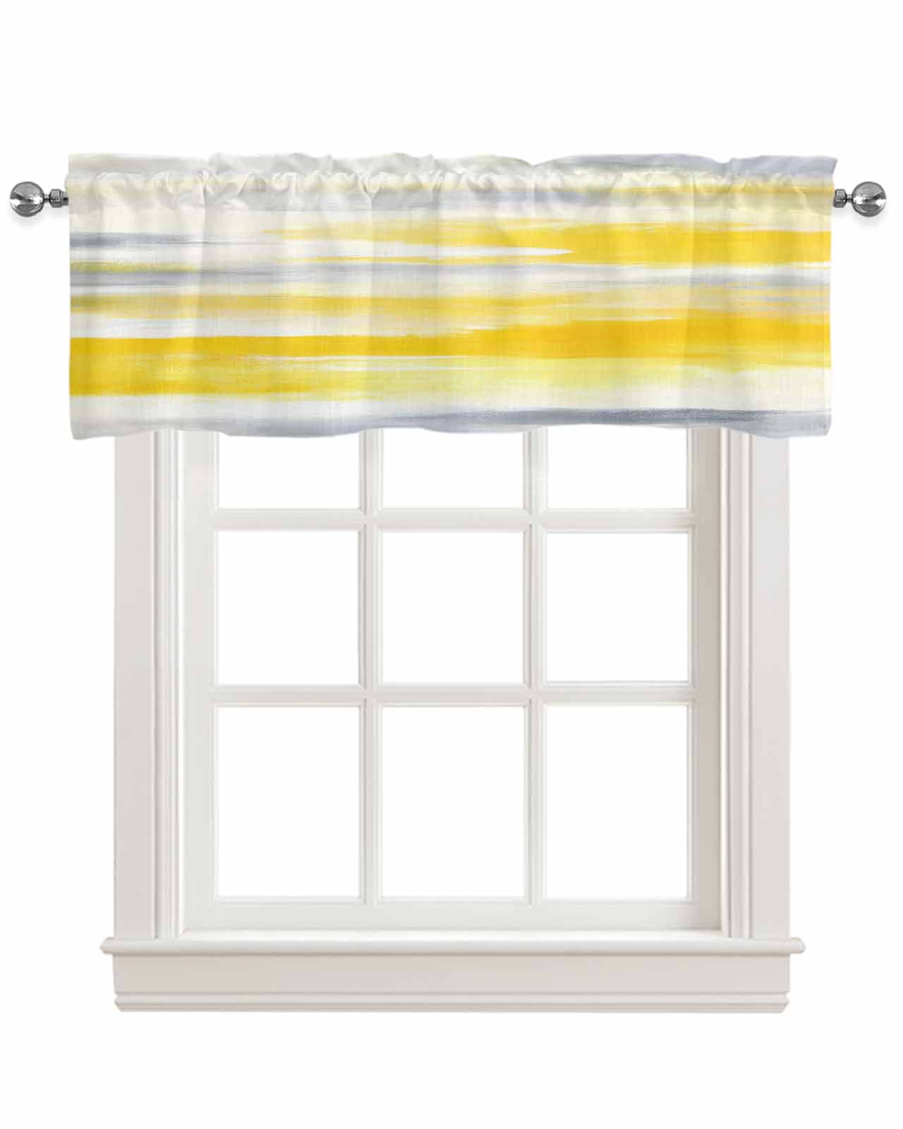 Yellow Grey Kitchen Valances for Windows Farmhouse Linen Window Valance ...