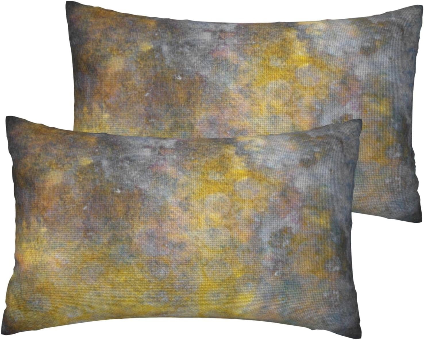 Yellow and Grey Lumbar Pillow Covers 12x20 Set of 2 Abstract Print ...