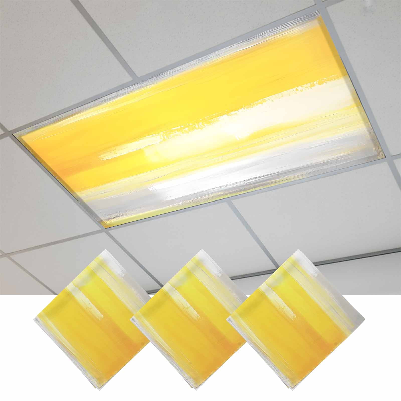 Yellow Grey Magnetic Fluorescent Light Covers for Ceiling Lights 2 x 4 ...