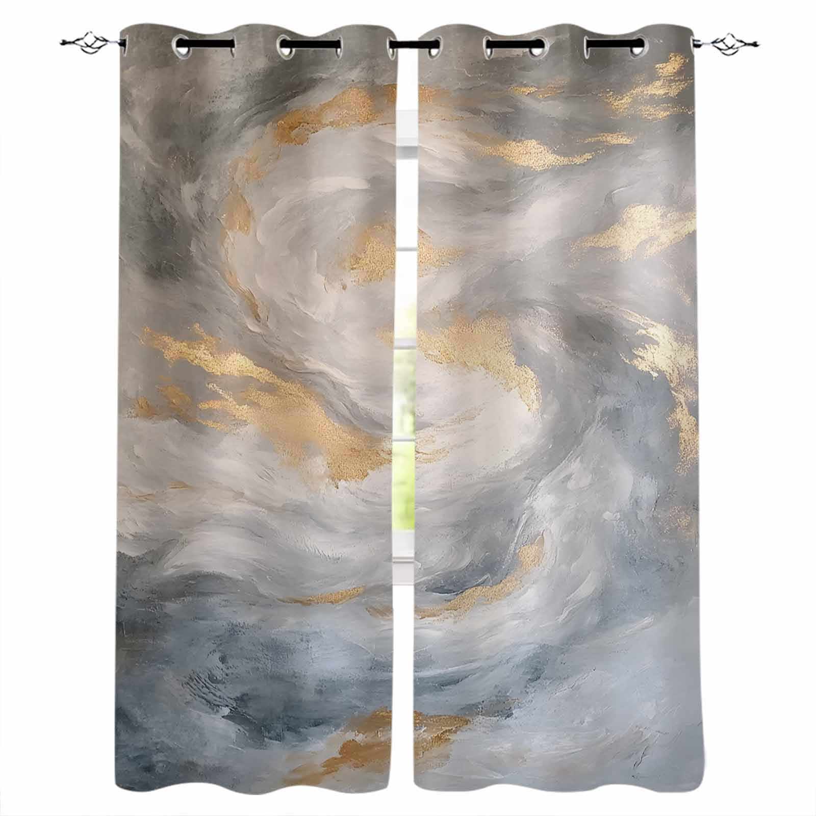 Yellow Grey Ombre Blackout Curtains 84 Inches Long for Bedroom, Modern ...