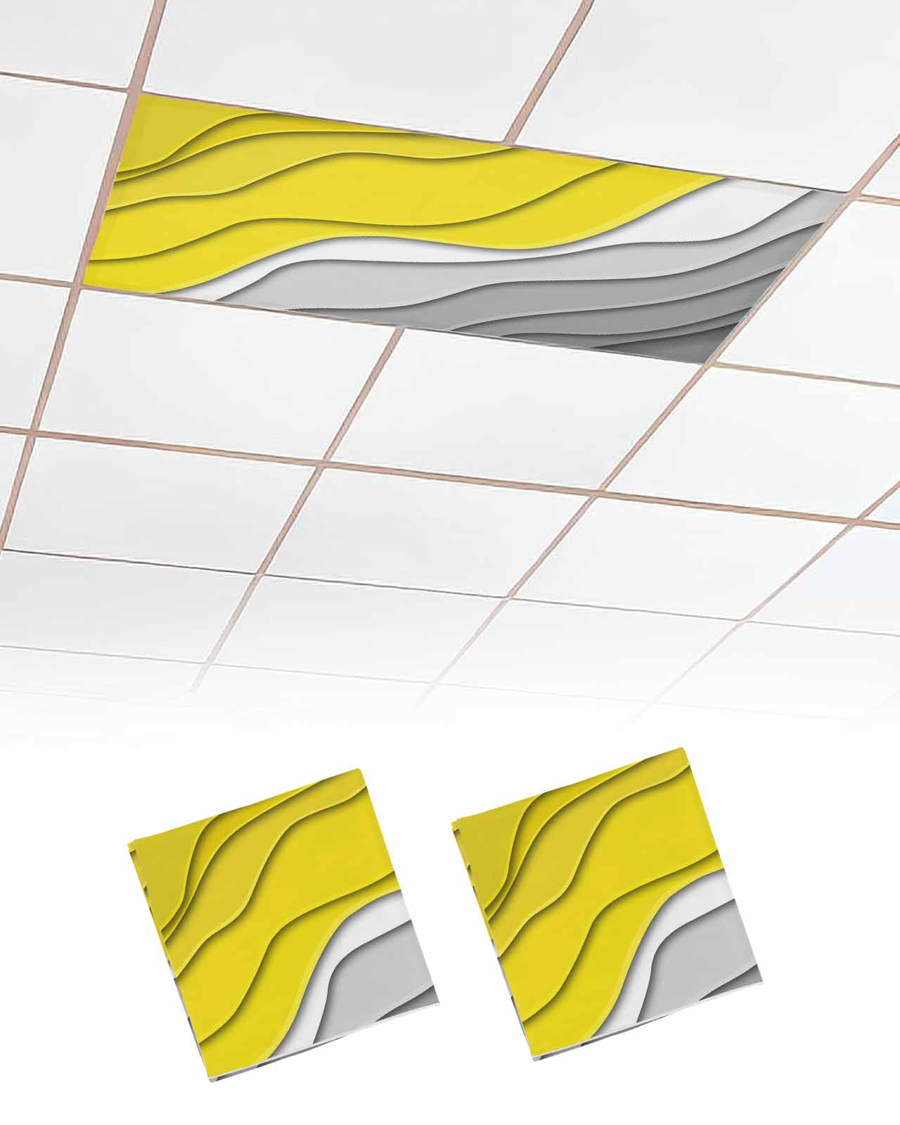 Yellow Grey Ombre Fluorescent Light Covers for Ceiling Lights 4x2 feet ...