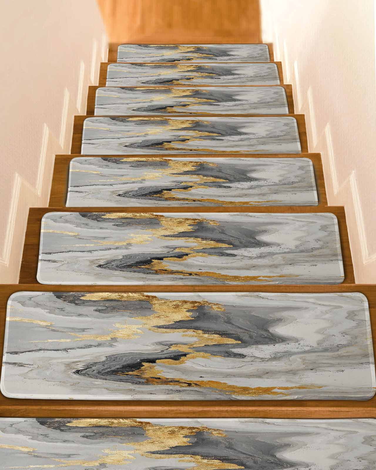 Yellow Grey Ombre Stair Treads for Wooden Steps Indoor Runner Rug ...
