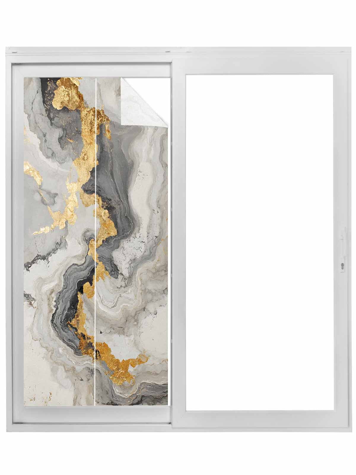 Yellow Grey Ombre Window Privacy Film, Modern Marble Ink Painting ...